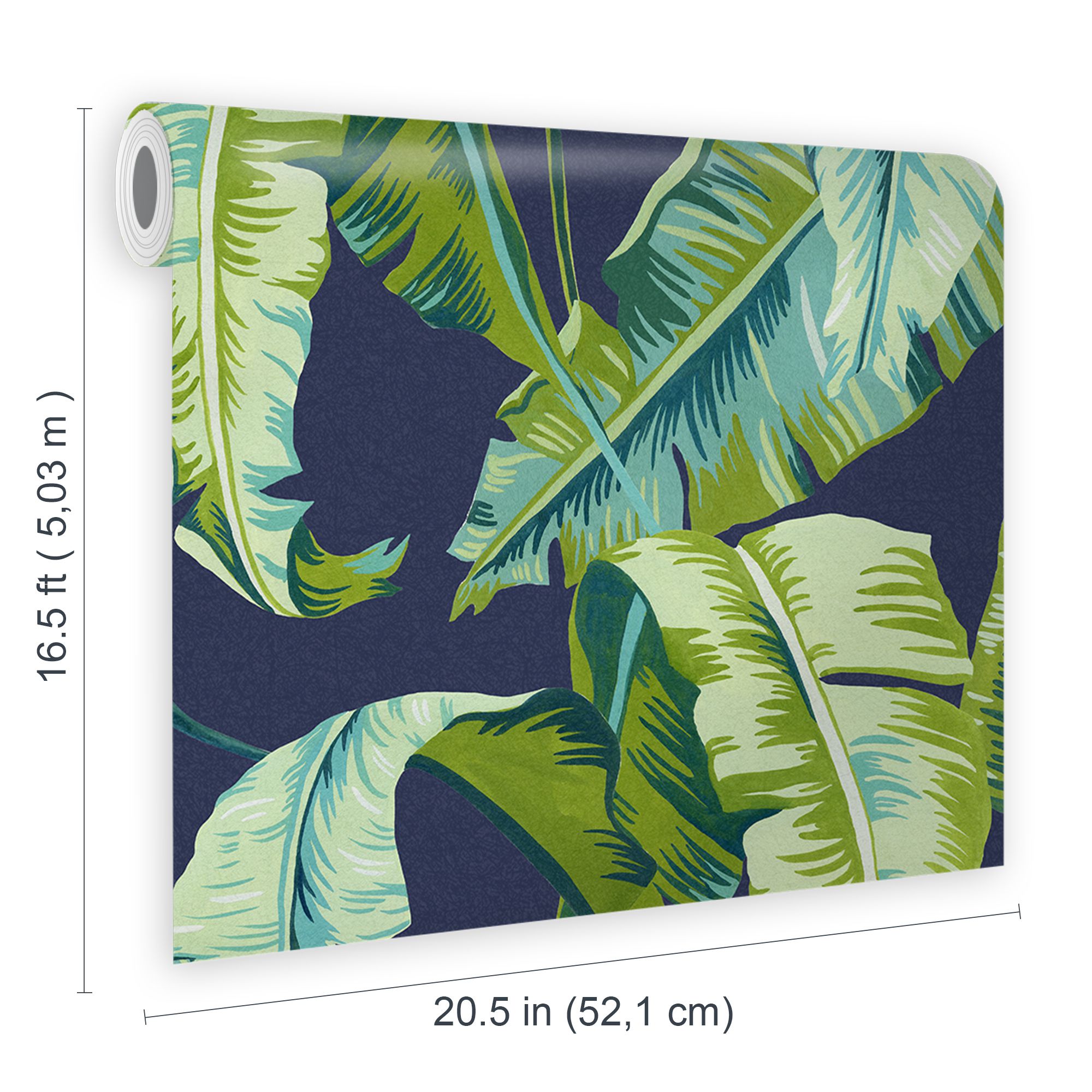 Contour Navy Palm leaves Smooth Wallpaper Sample