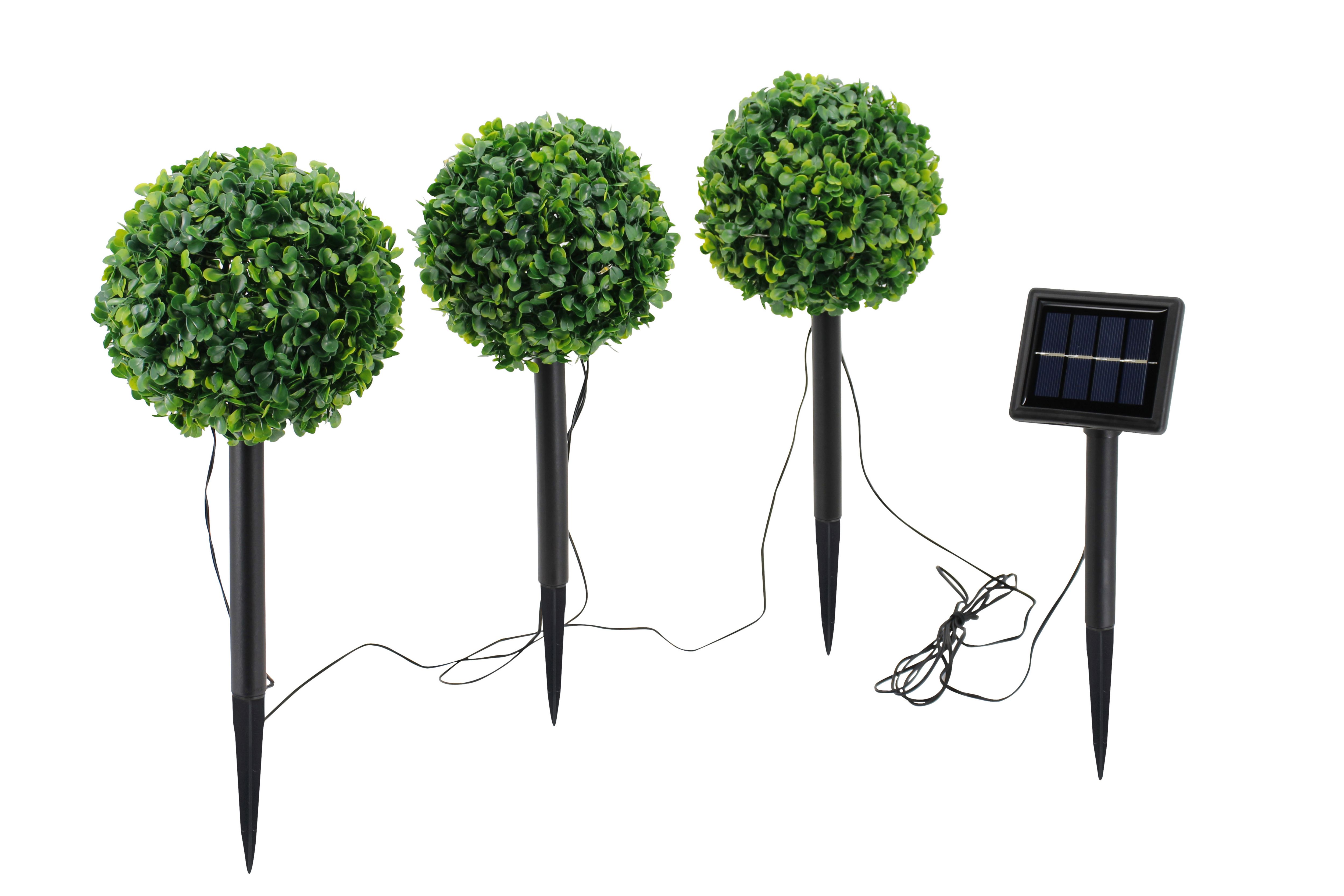 Coogee Green & black Topiary plastic grass ball Solar-powered ...