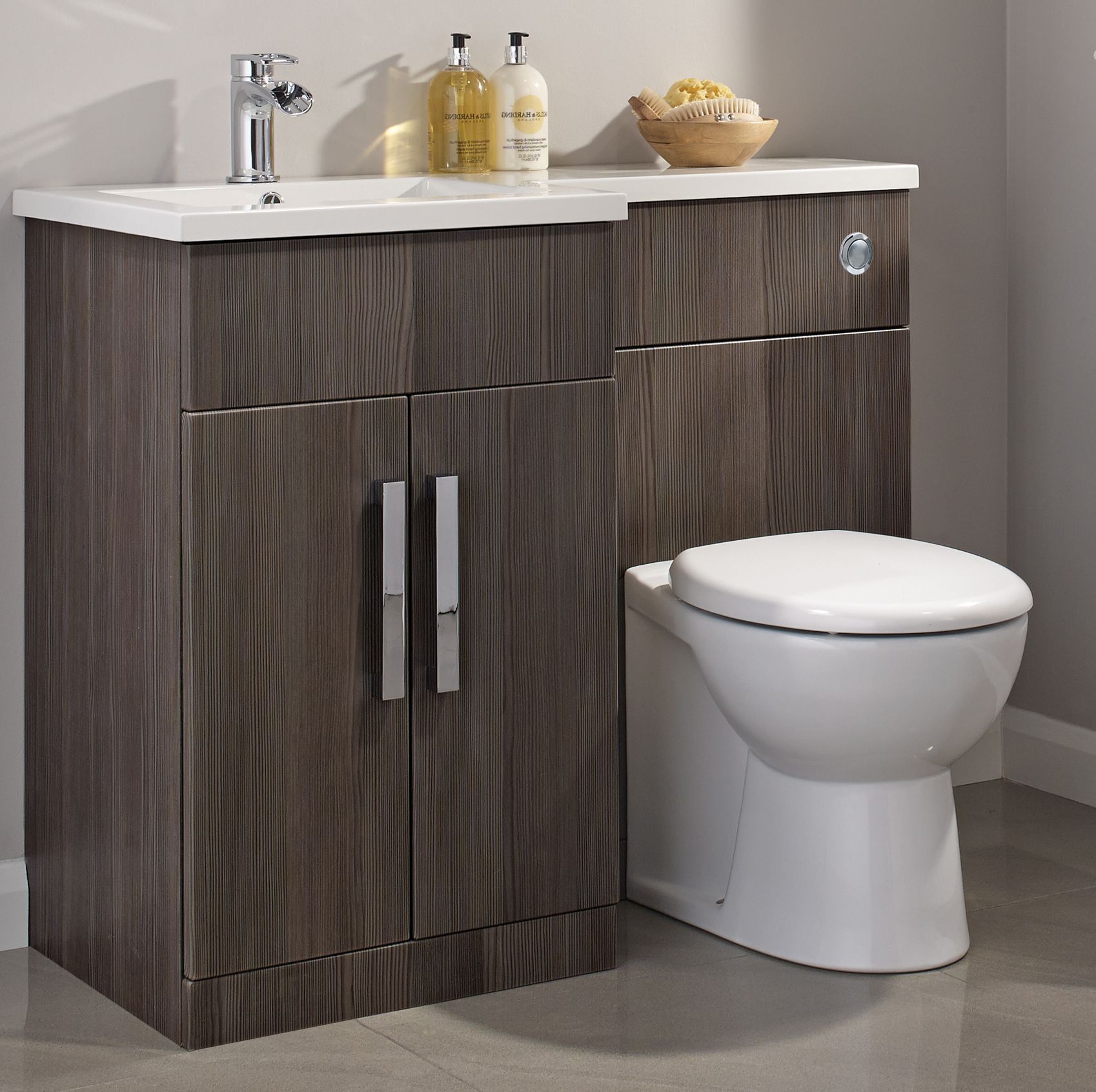 Buy Cooke & Lewis Ardesio Bodega grey Left-handed Vanity & toilet unit ...
