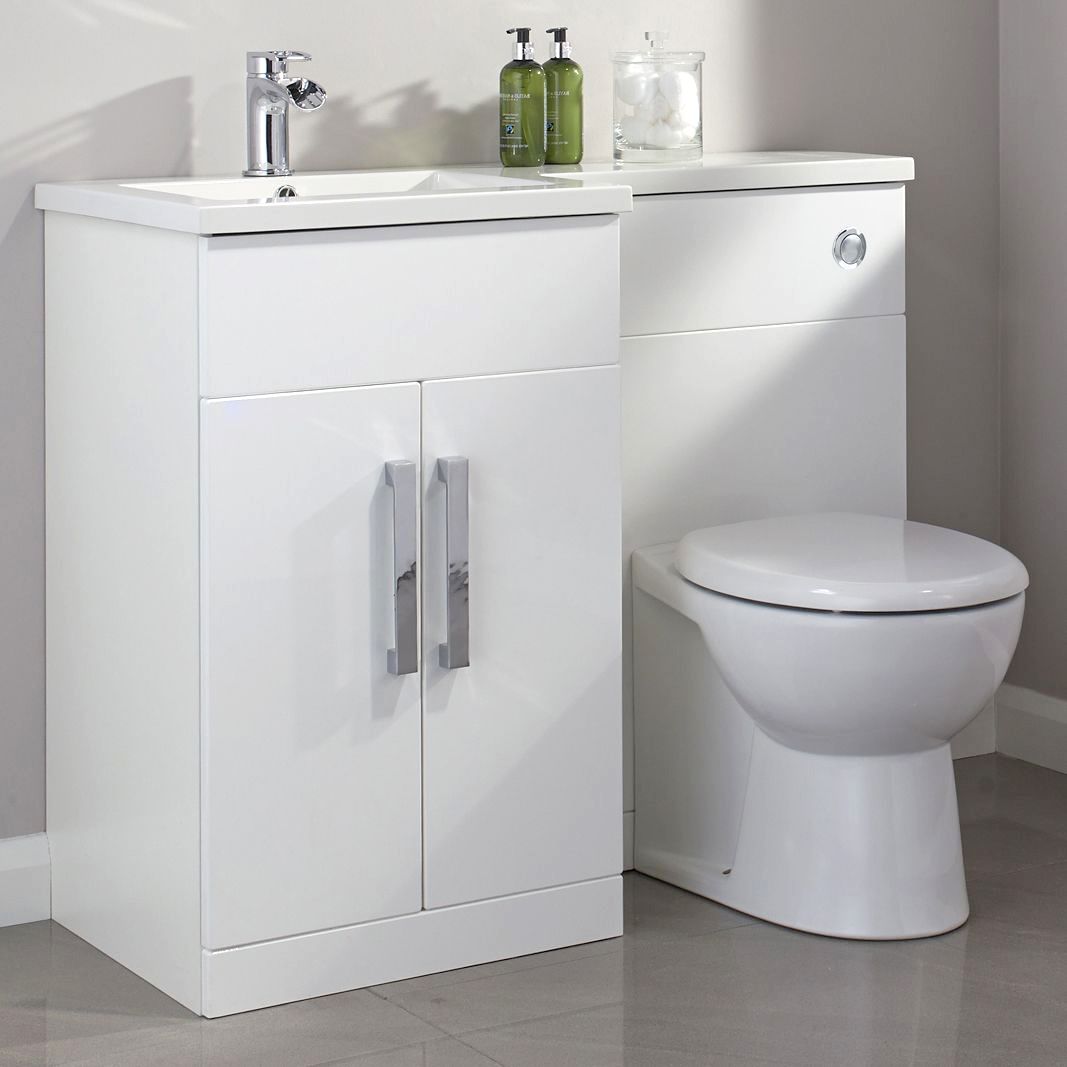 Cooke & Lewis Ardesio Gloss White Left-handed Vanity & toilet unit