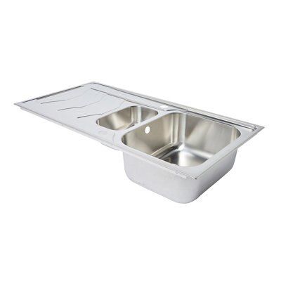 Cooke & Lewis Buckland 1.5 bowl Polished Stainless steel Sink & drainer ...