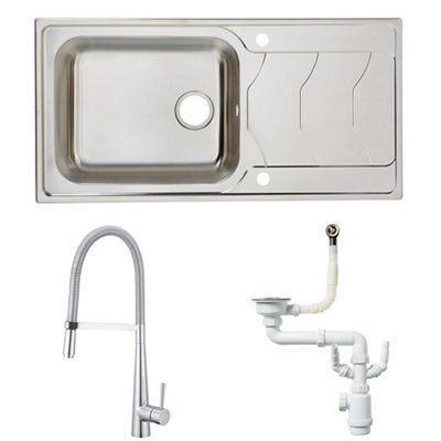 Cooke & Lewis Buckland Stainless steel 1 Bowl Sink, tap & waste kit ...