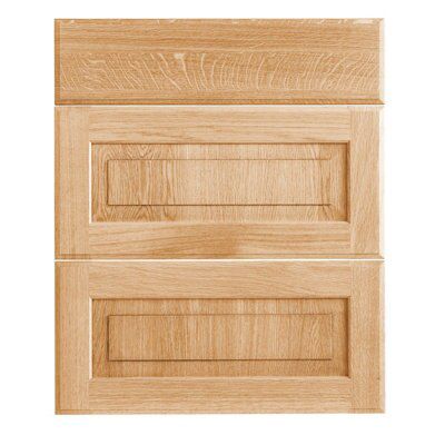 Cooke & Lewis Chesterton Solid Oak Country Style Drawer front, Set of 3 ...