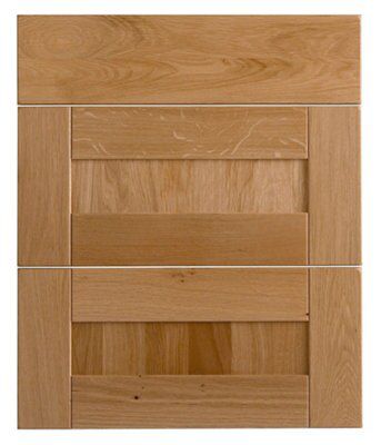 Cooke & Lewis Chesterton Solid Oak Shaker Drawer front, Set of 3 (H ...