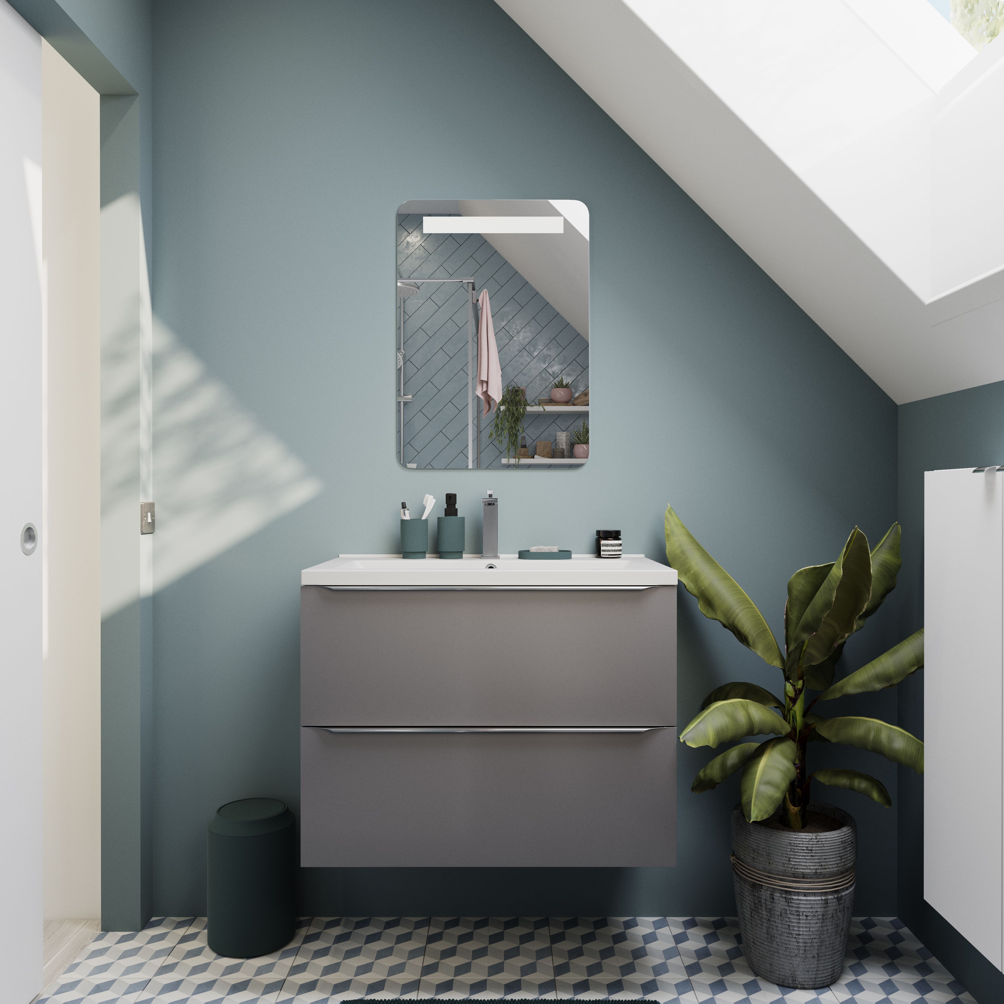 Cooke & Lewis Colwell Rectangular Wall-mounted Bathroom Illuminated ...