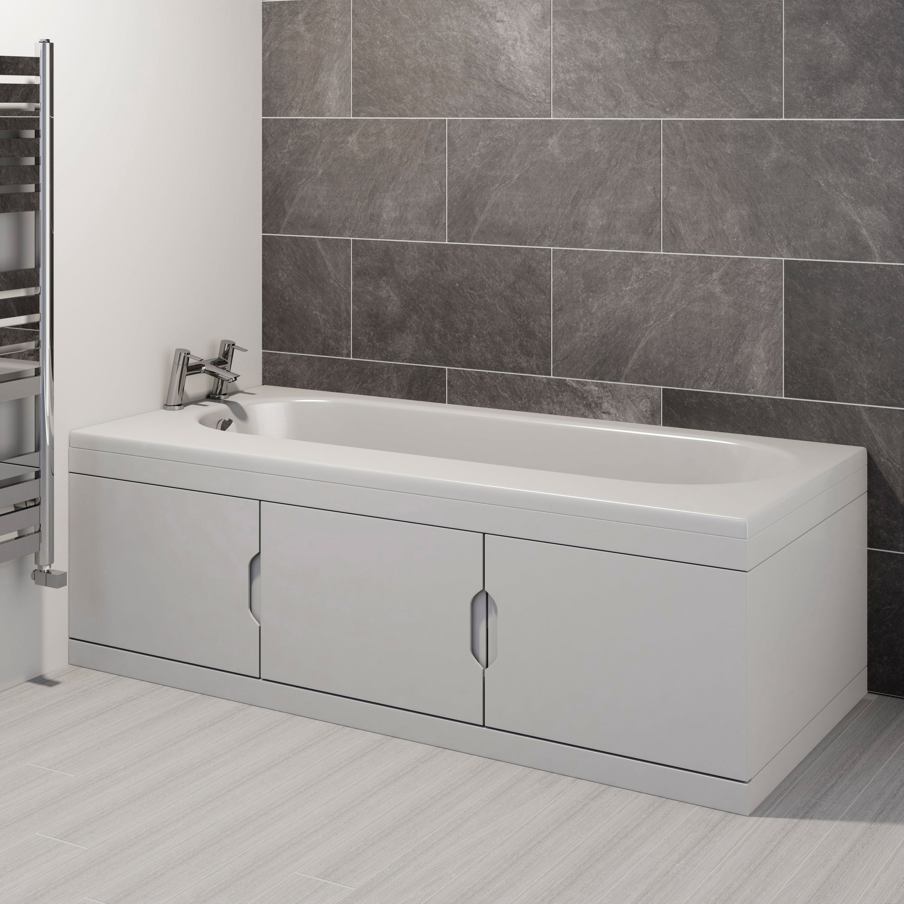 Cooke Lewis Gloss White Right handed Straight Bath storage unit end panel kit
