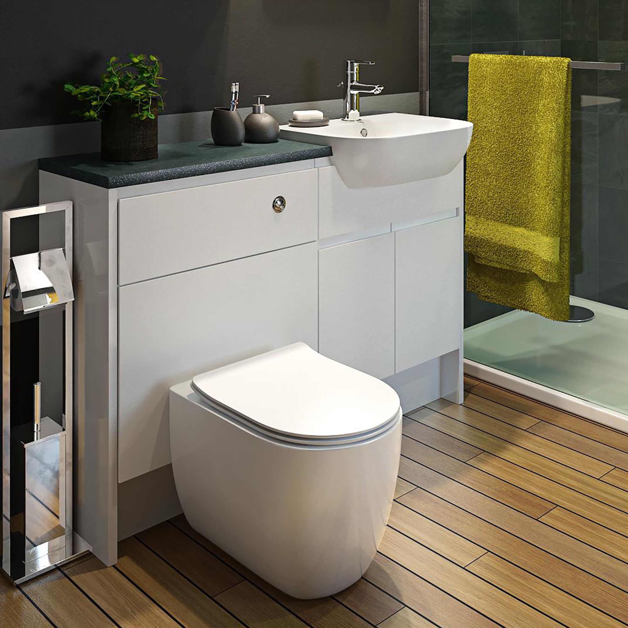 Cooke & Lewis Helena White Close-coupled Toilet & full pedestal basin ...