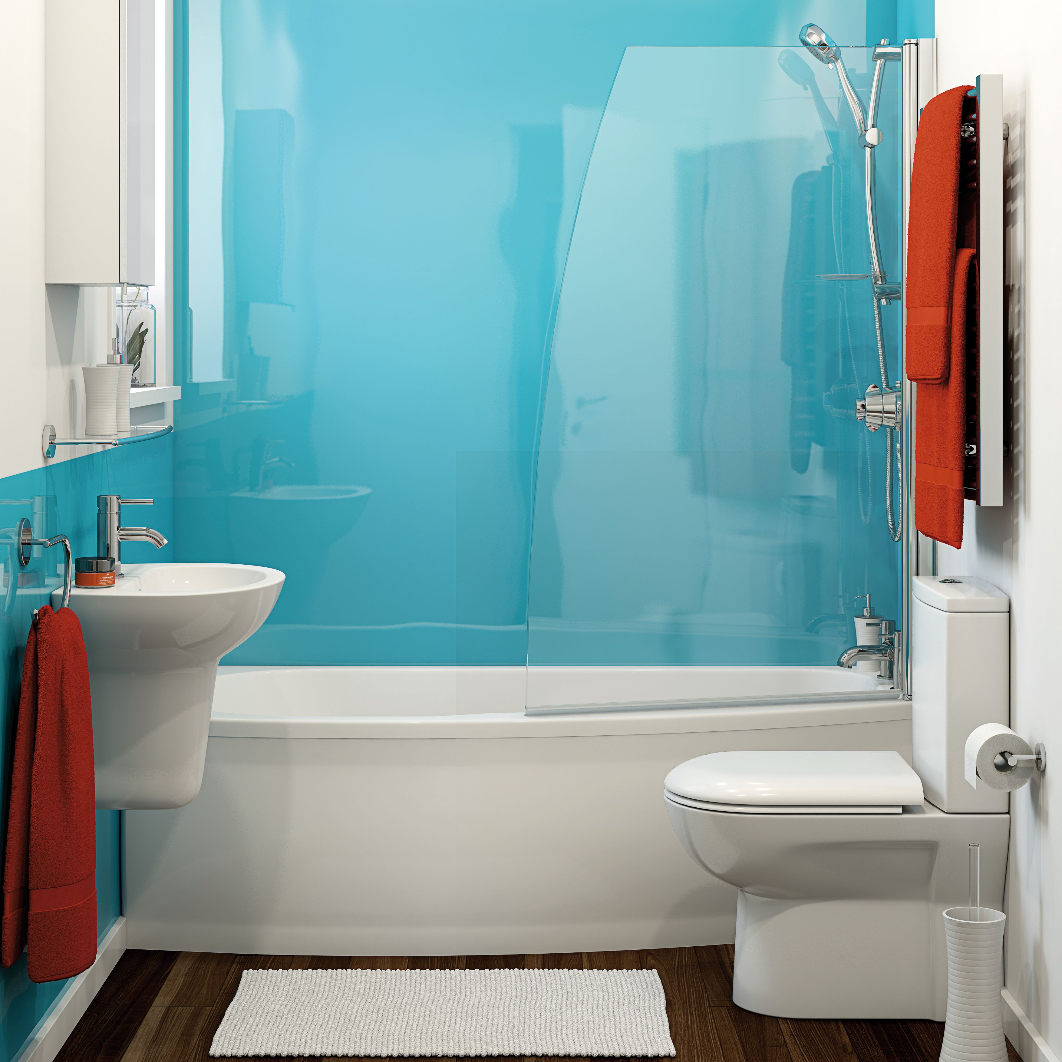 Cooke & Lewis Perdita Acrylic Left-handed Pear White Shower 0 tap hole ...