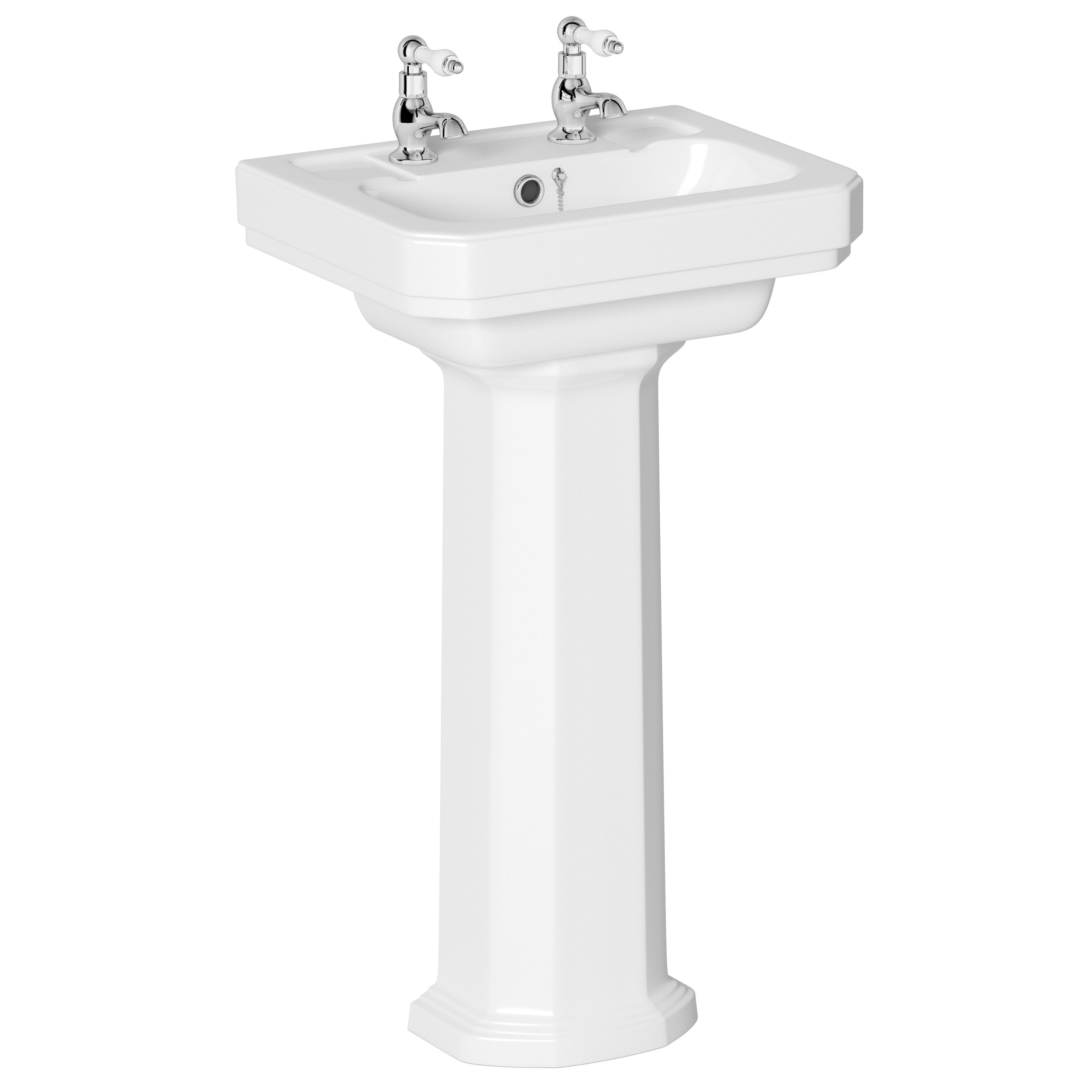 Cooke & Lewis Serina White Rectangular Full pedestal Basin (H)83.3cm (W ...