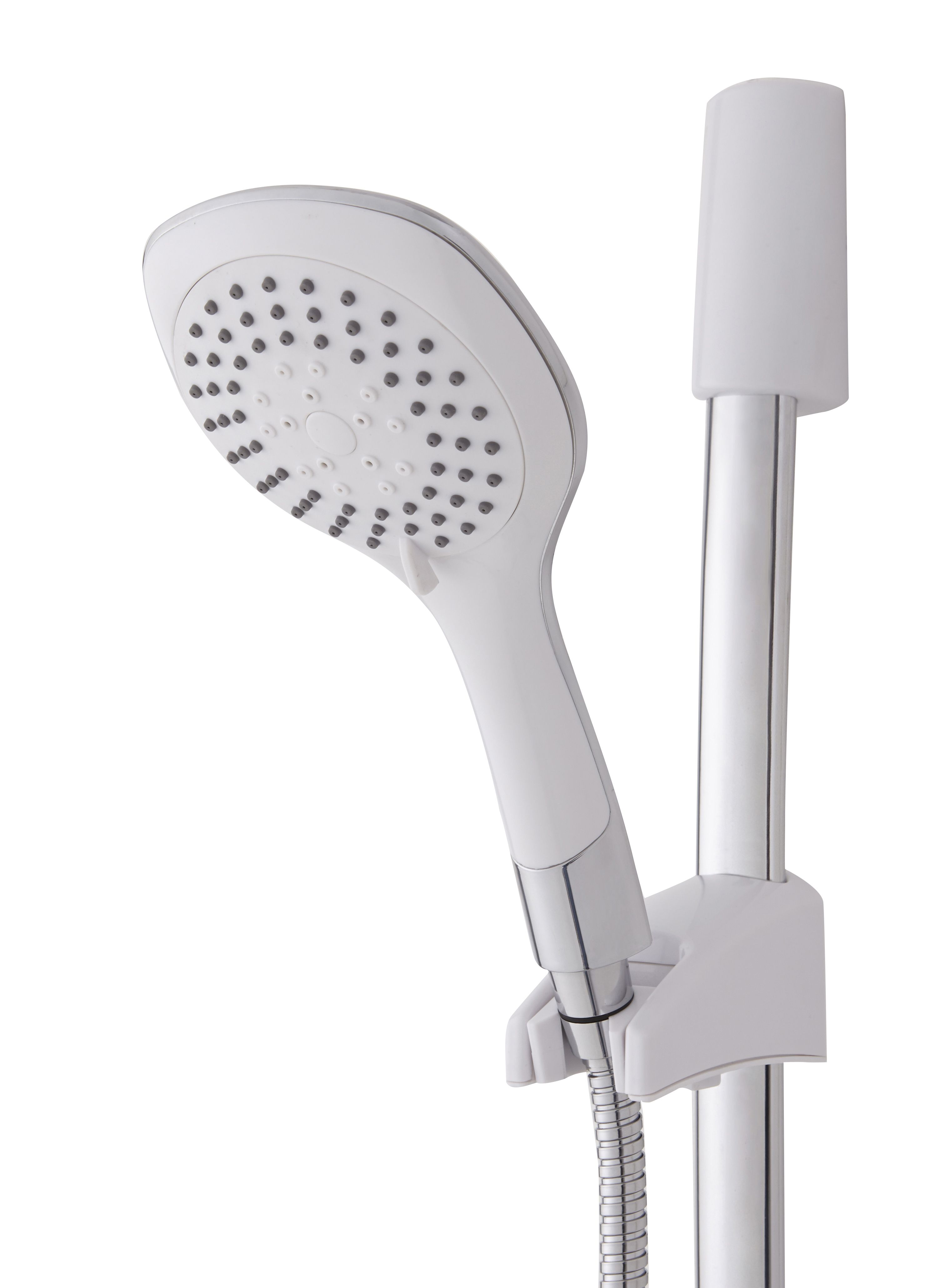 Cooke & Lewis White Chrome effect 5-spray pattern Shower riser rail kit