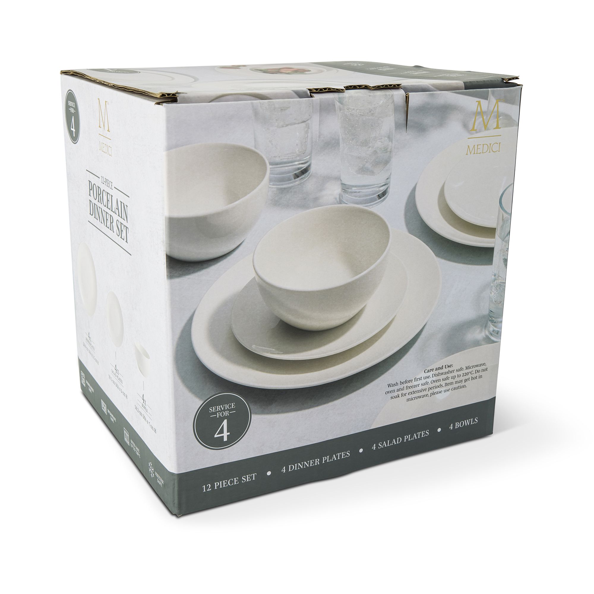 Cookshop Plain White Porcelain 12 piece Dinnerware set
