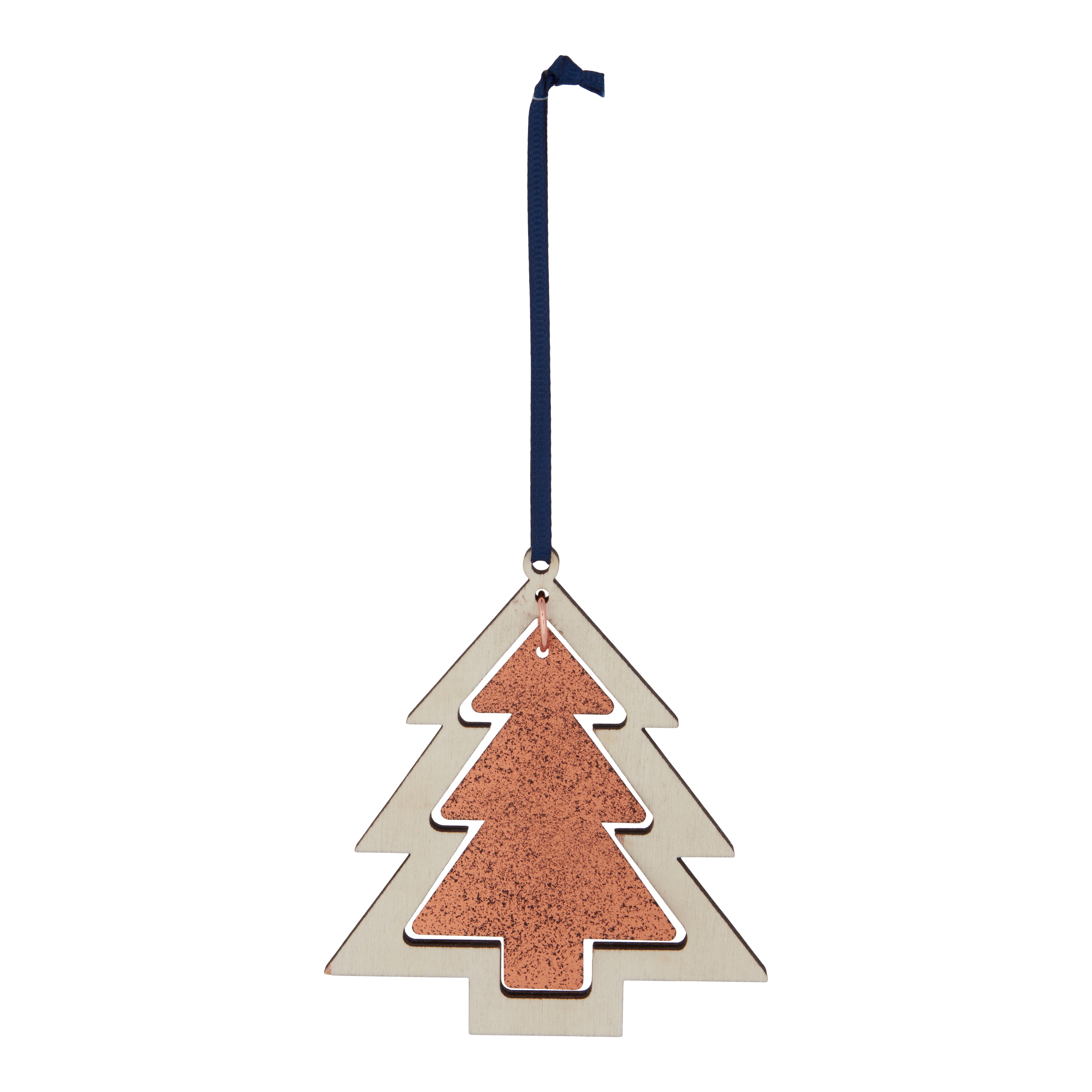 Copper effect Christmas tree Metal & wood Tree Hanging decoration | DIY ...