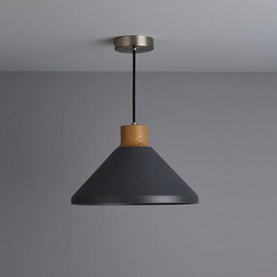 Corbyn Grey Wood effect Ceiling light | DIY at B&Q