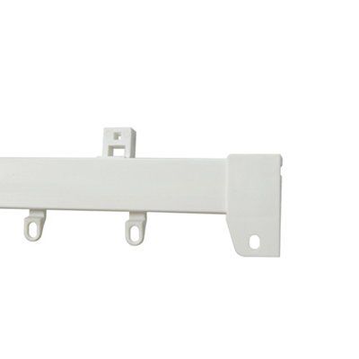 Corded White Fixed Curtain track, (L)4m