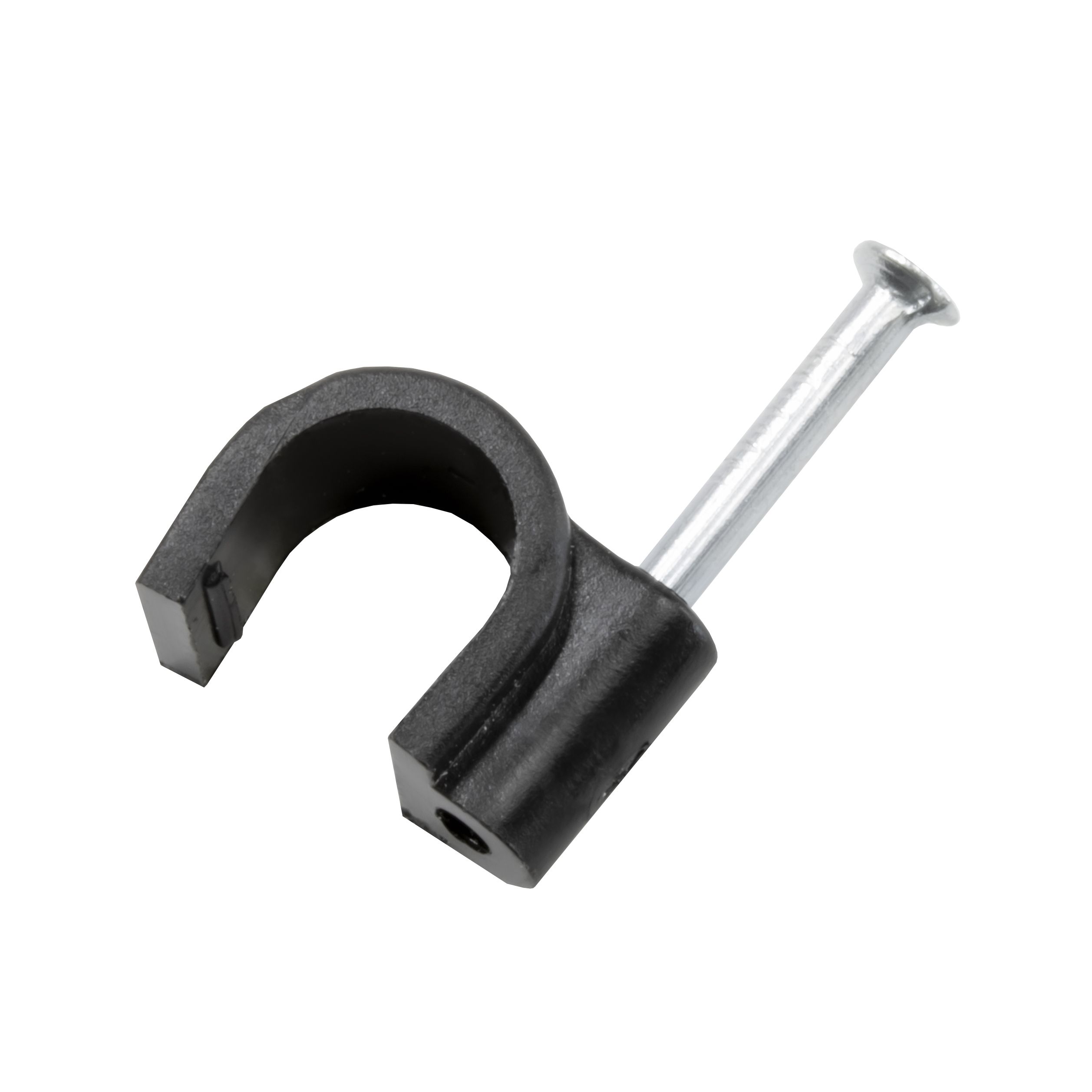 CORElectric Black Round 7mm Not self adhesive Cable clip Pack of 100