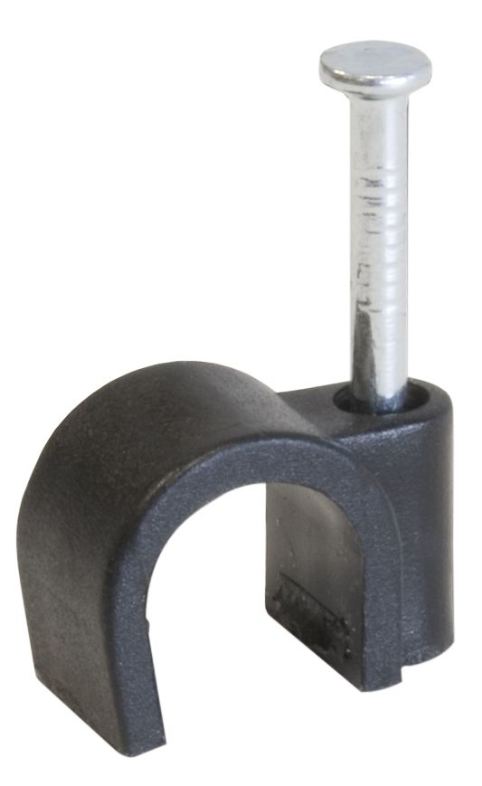 CORElectric Black Round 7mm Not self-adhesive Cable clip Pack of 20 ...