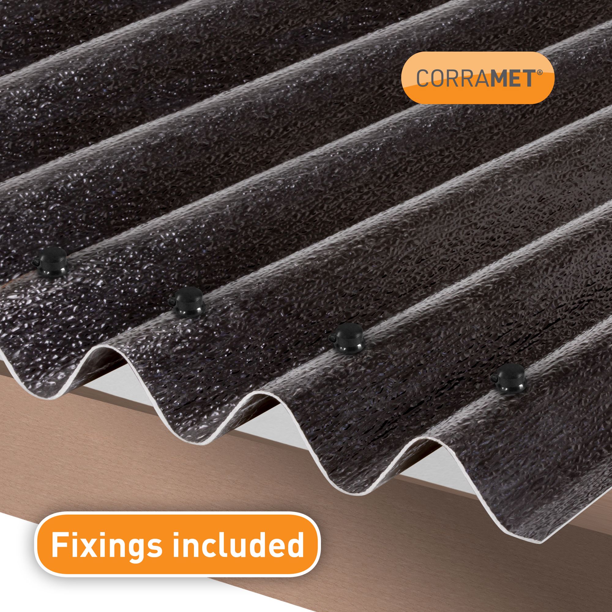 Corramet Black Plastic resin compound Corrugated roofing sheet (L)1m (W ...