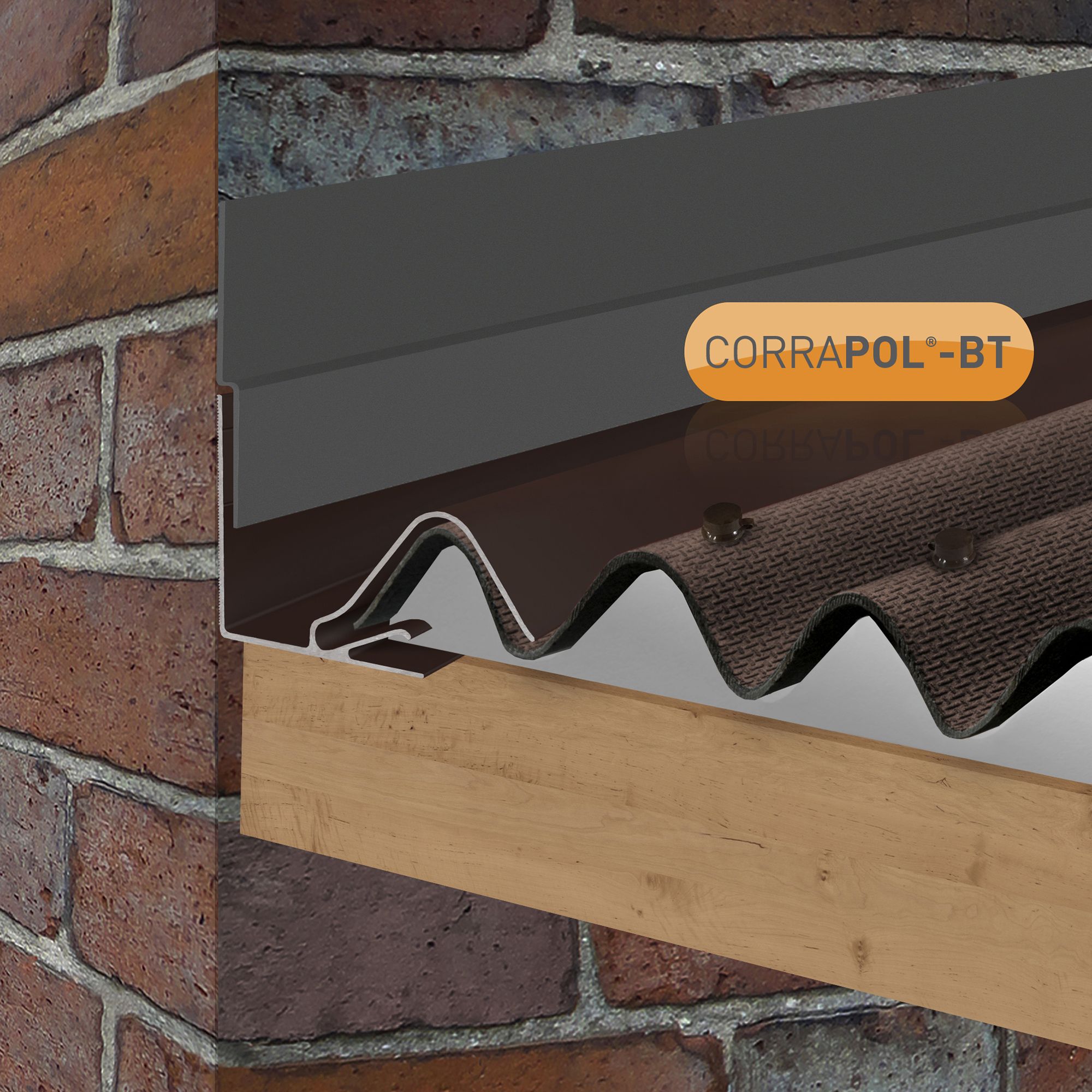 Corrapol Wall Brown Side flashing (L)2m (W)13cm
