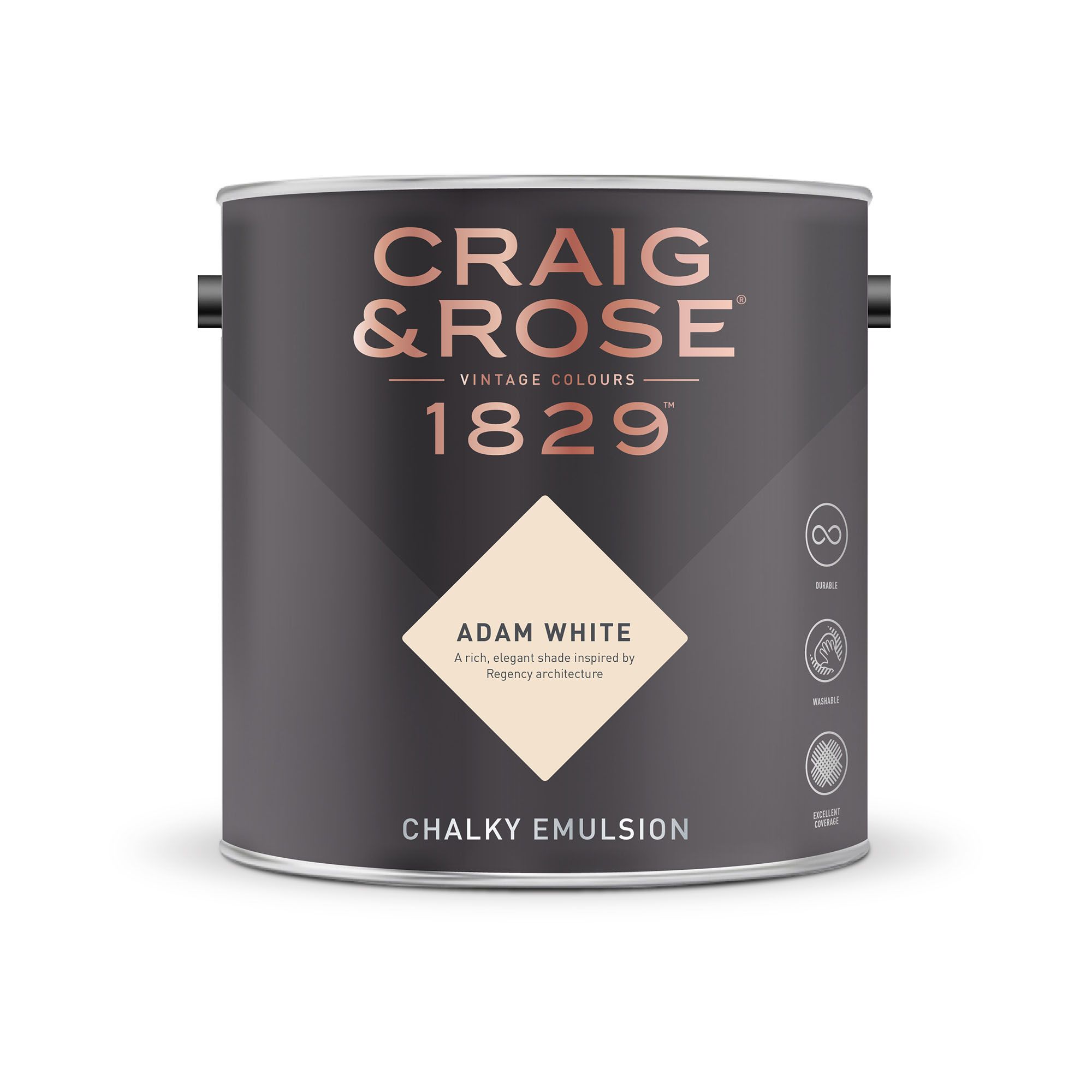 Craig & Rose 1829 Adam White Chalky Emulsion paint, 2.51L