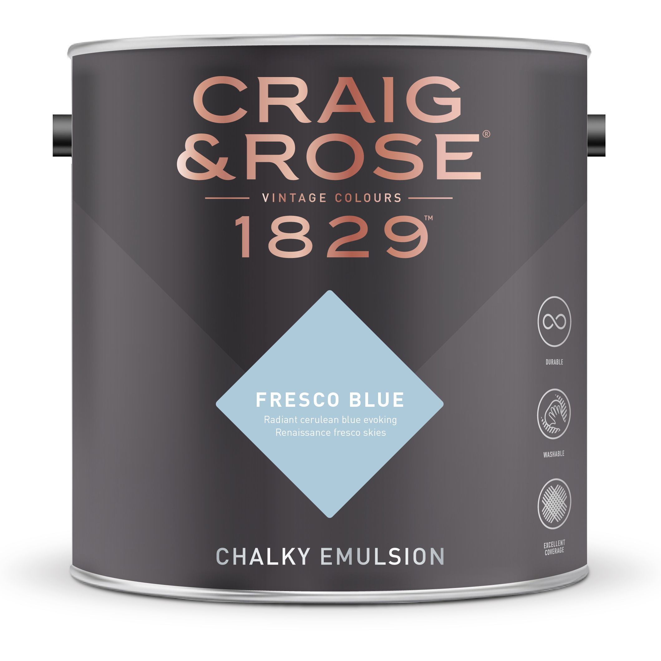 Craig & Rose 1829 Fresco Blue Chalky Emulsion paint, 2.5L
