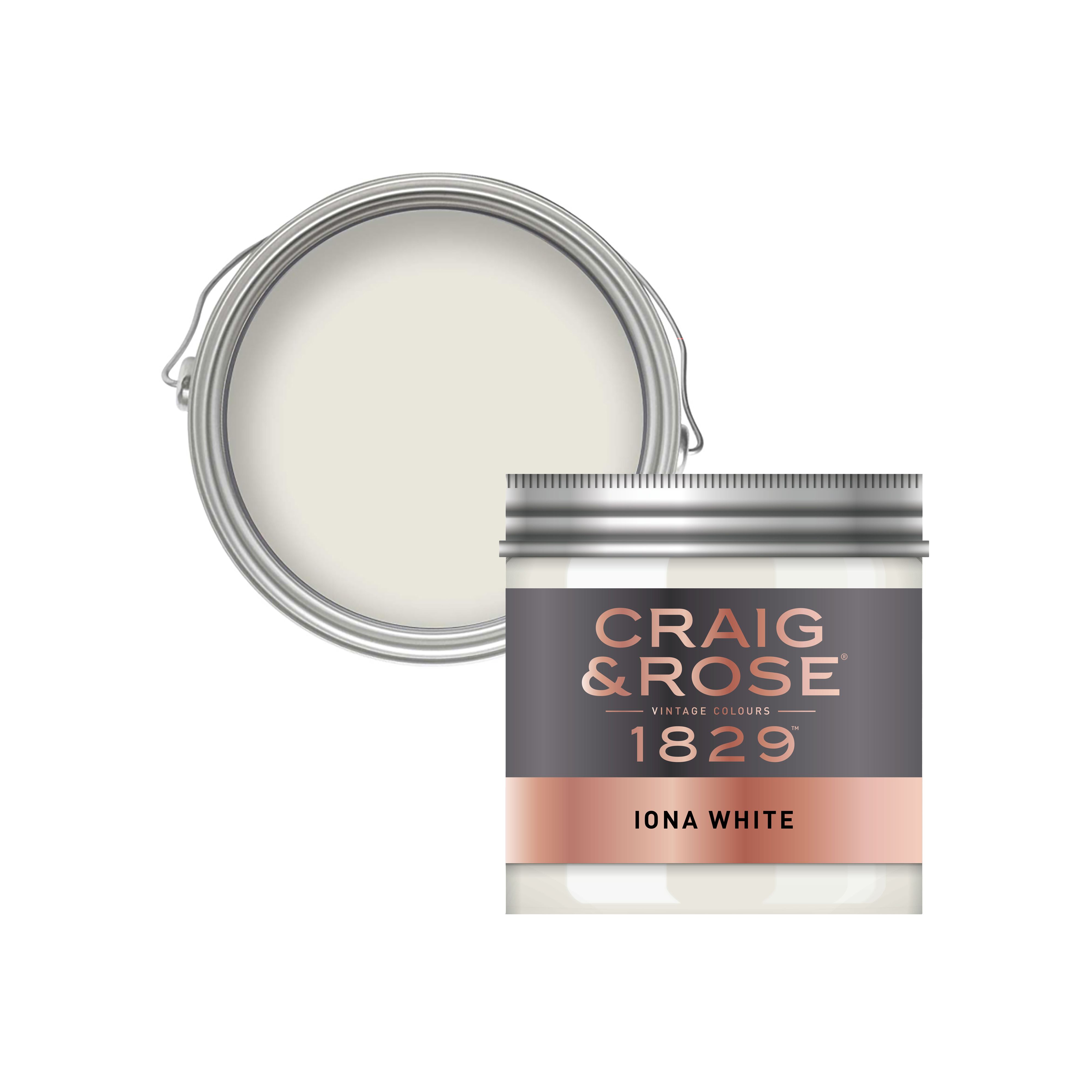 Craig & Rose 1829 Iona White Chalky Emulsion paint, 50ml Tester pot ...