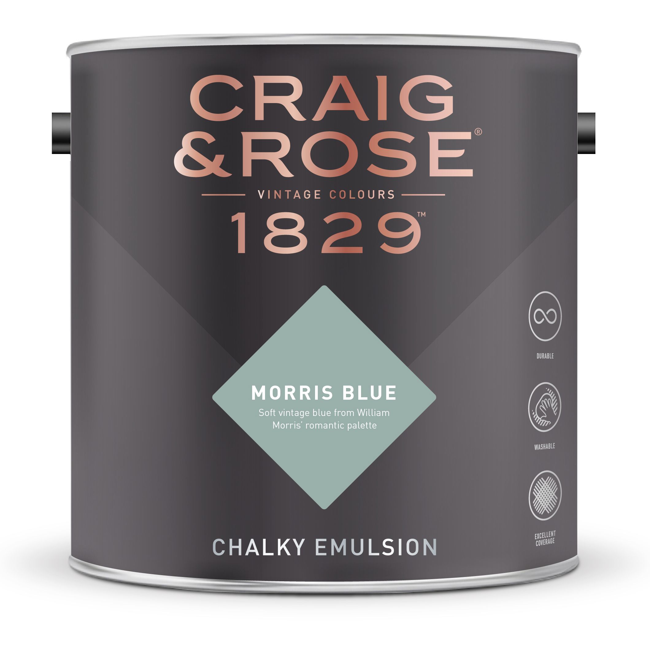 Craig & Rose 1829 Morris Blue Chalky Emulsion paint, 2.5L