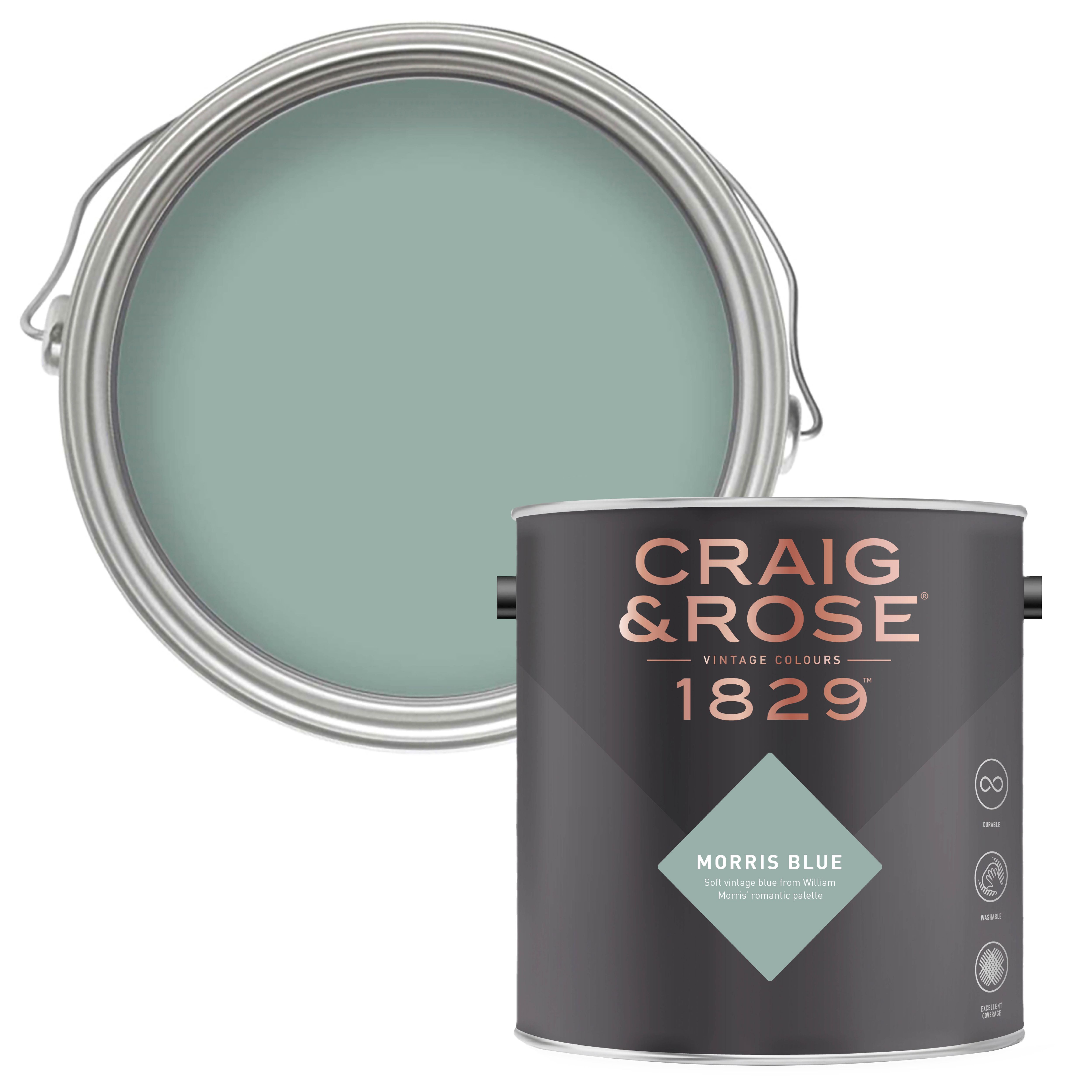 Craig & Rose 1829 Morris Blue Chalky Emulsion paint, 2.5L