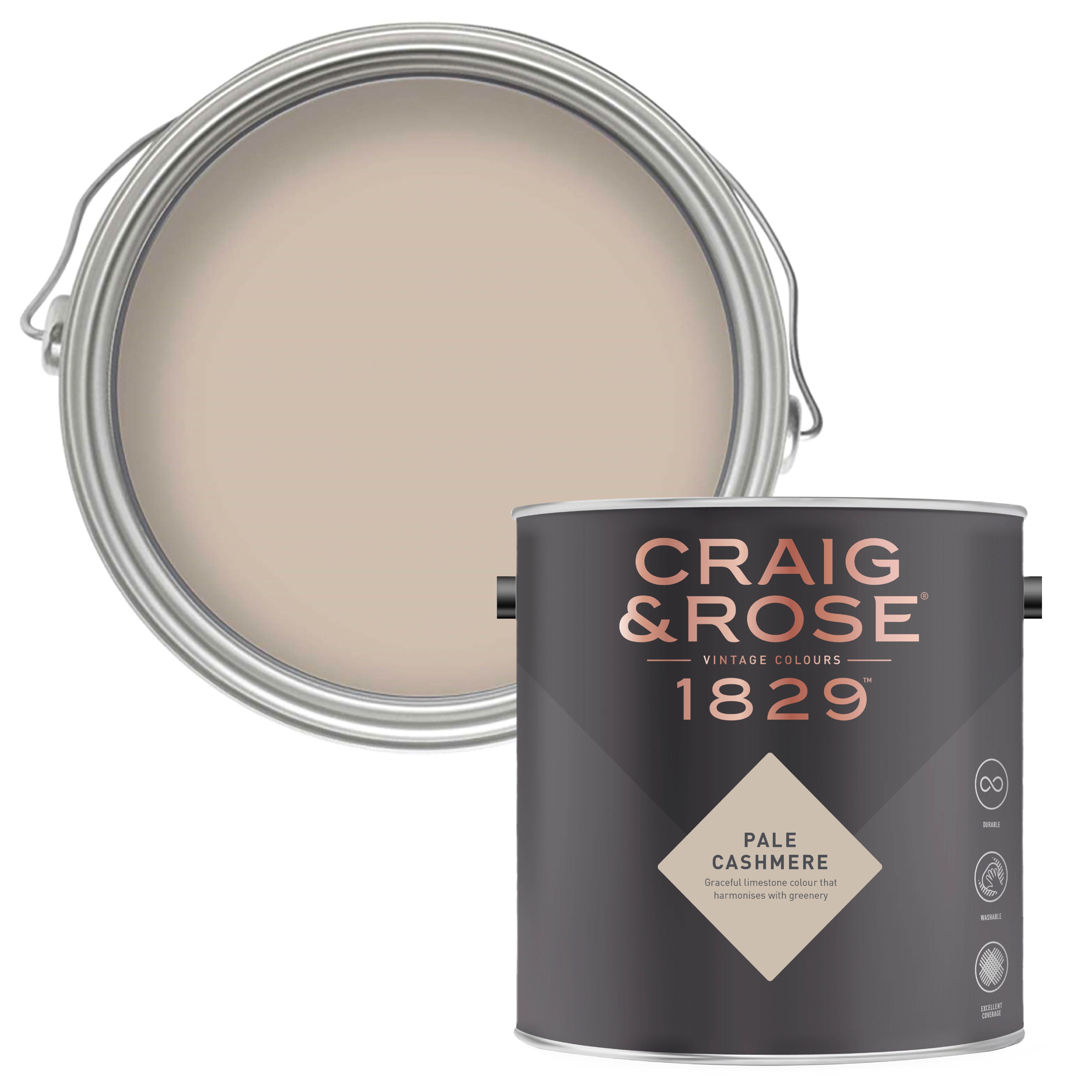 Craig & Rose 1829 Pale Cashmere Chalky Emulsion paint, 2.5L | DIY at B&Q