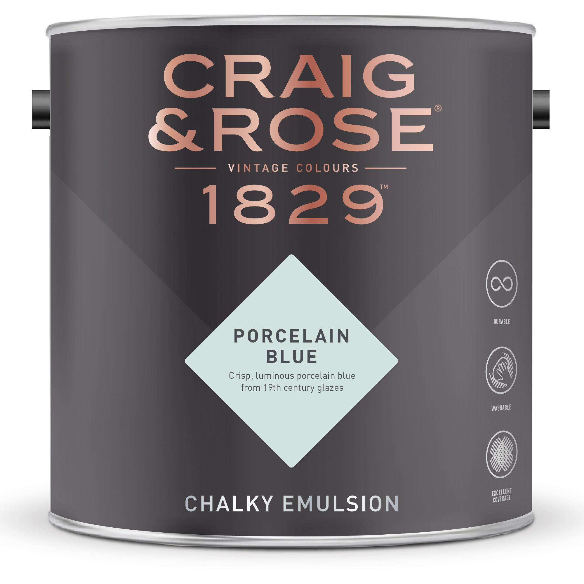 Craig & Rose 1829 Porcelain Blue Chalky Emulsion paint, 2.5L