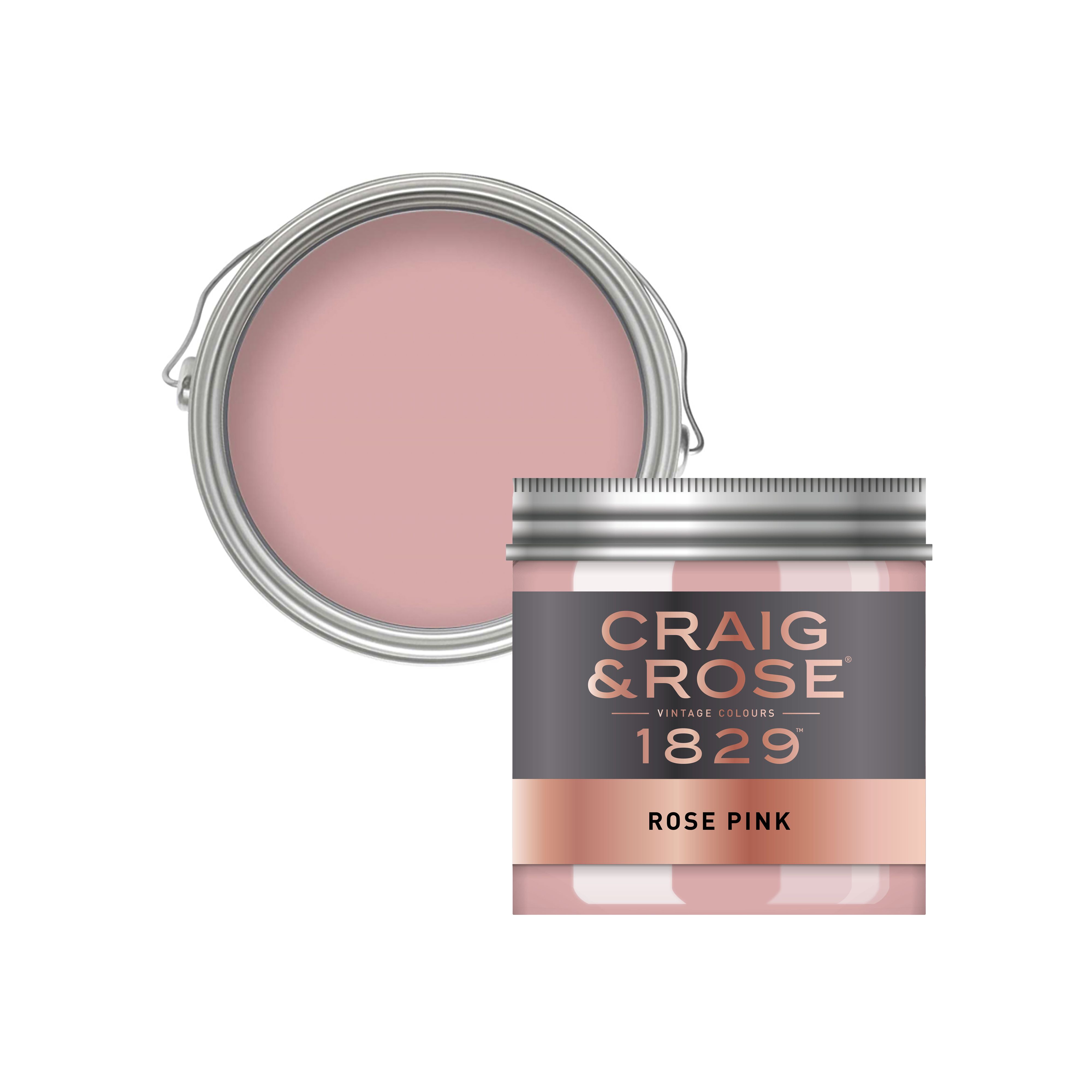 Craig & Rose 1829 Rose Pink Chalky Emulsion paint, 50ml Tester pot ...