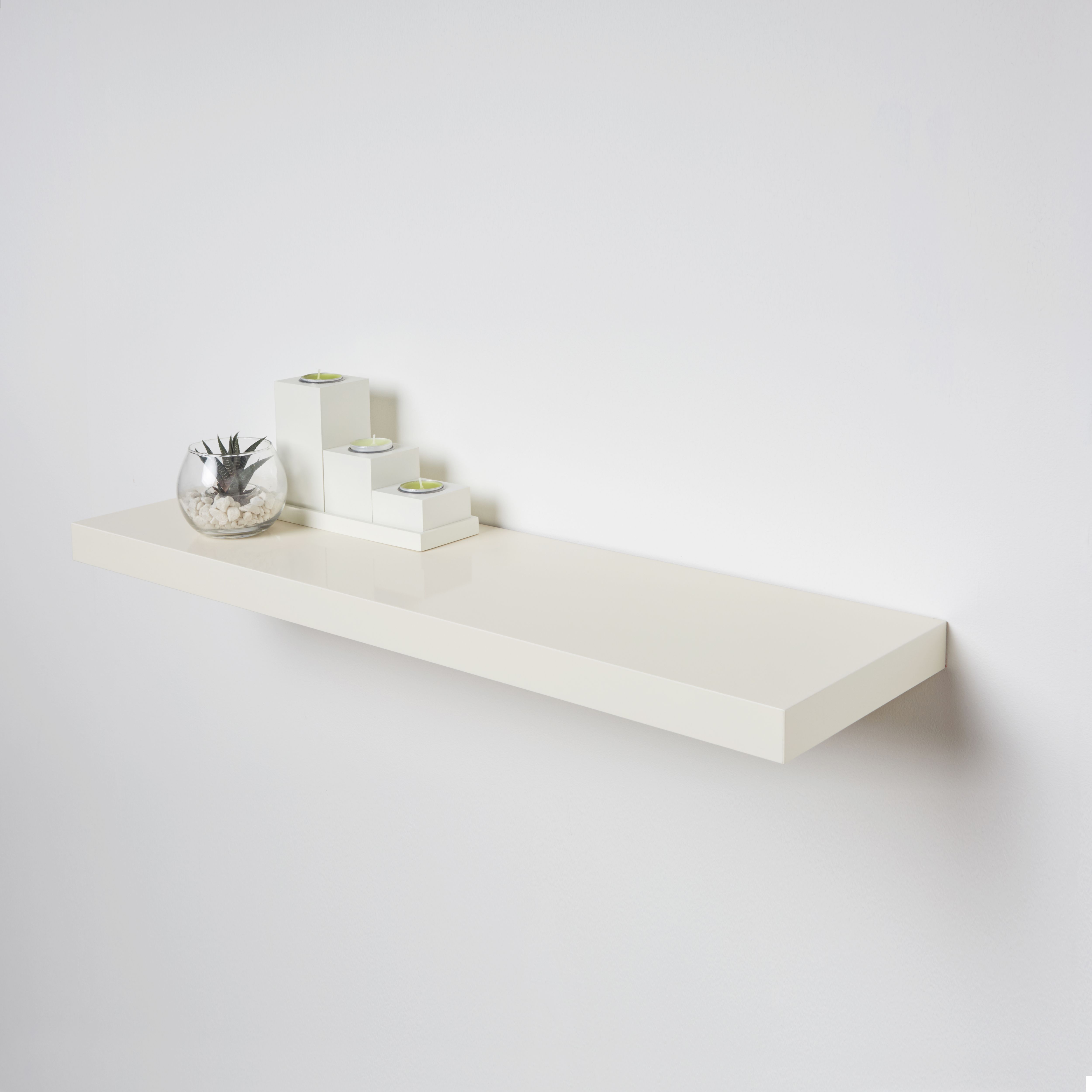 Cream Gloss Floating shelf (L)802mm (D)237mm | DIY at B&Q