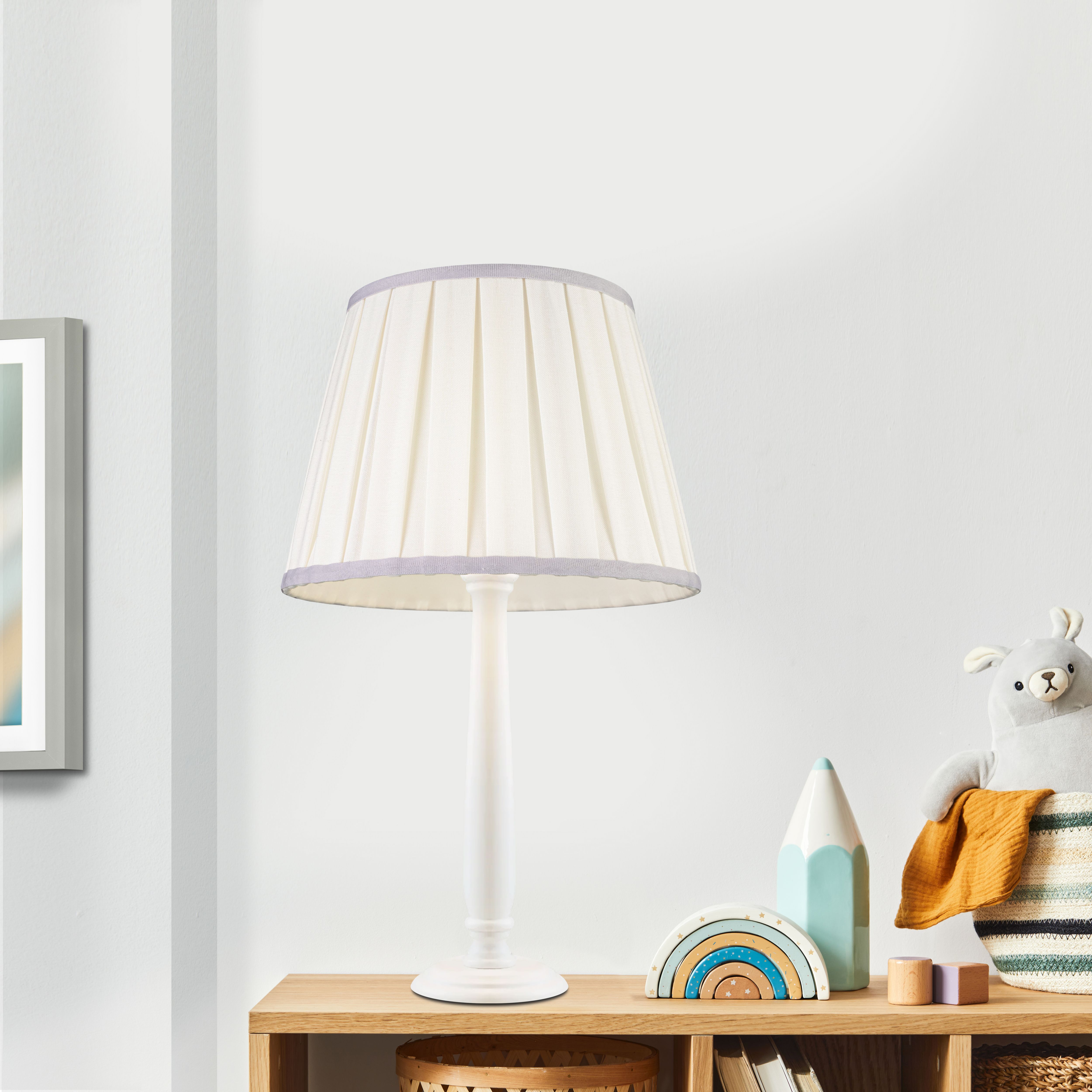 Cream & Grey Pleated Tapered Lamp shade (D)25cm