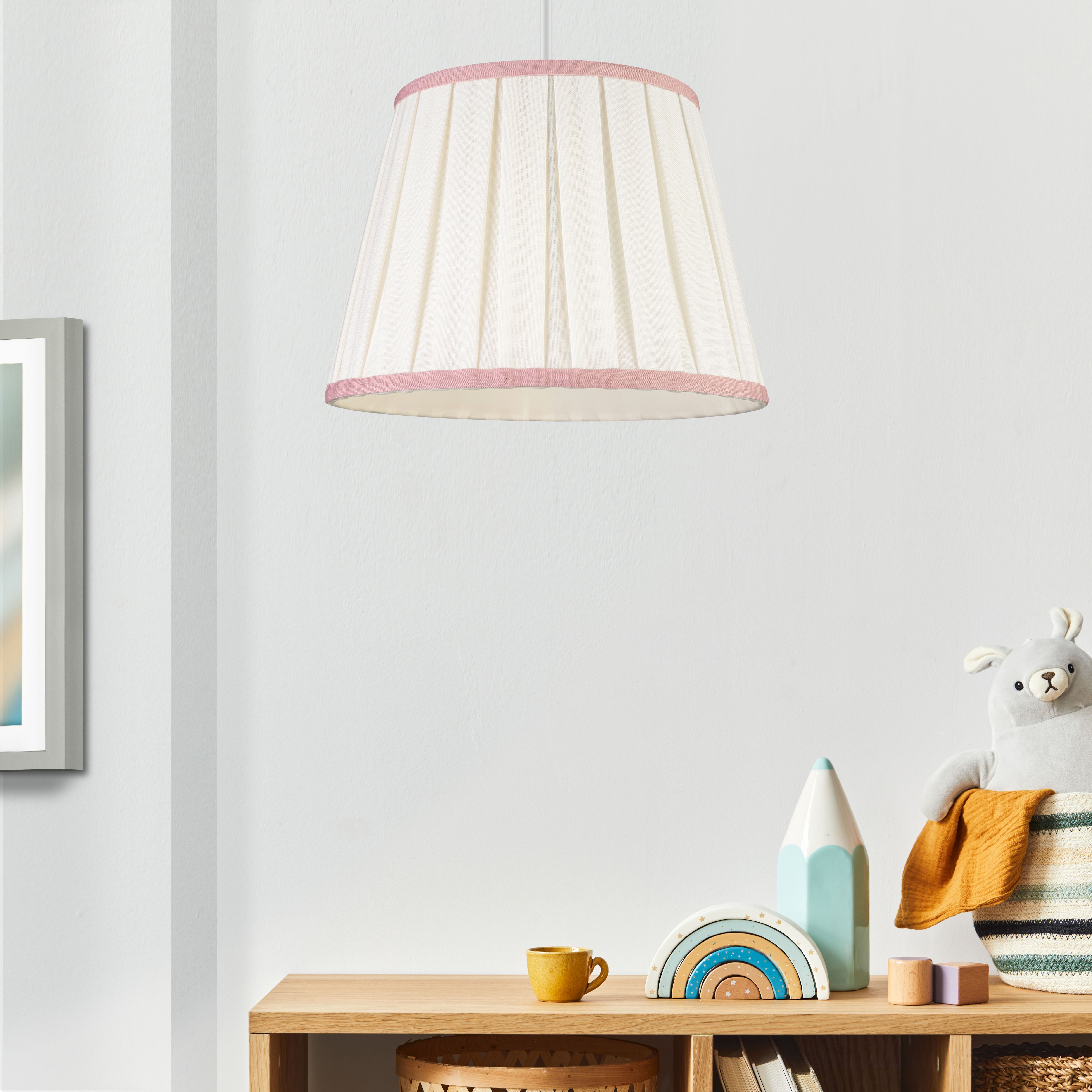 Cream & Pink Pleated Tapered Lamp shade (D)25cm