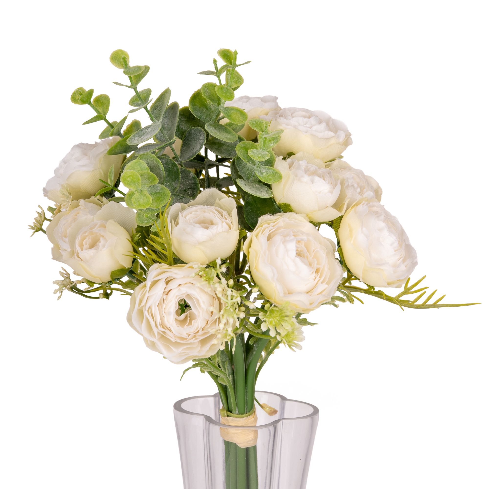 Cream Ranunculus Bunch Artificial flower (H) 340mm