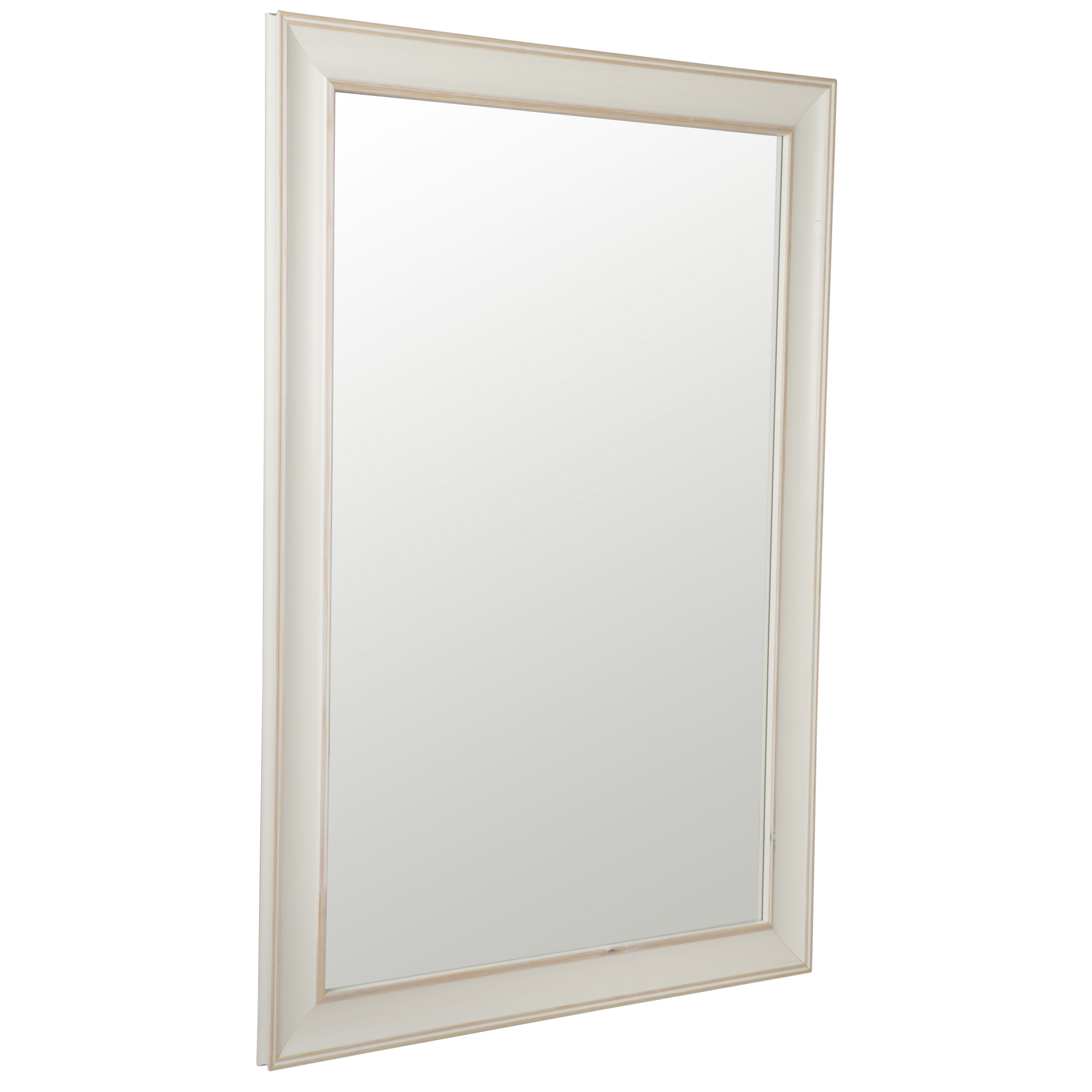 Cream Rectangular Wall-mounted Framed Mirror, (H)87cm (W)61cm