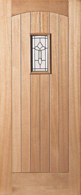 Croft 3 panel Bevelled Glazed Hardwood veneer External Front door, (H ...