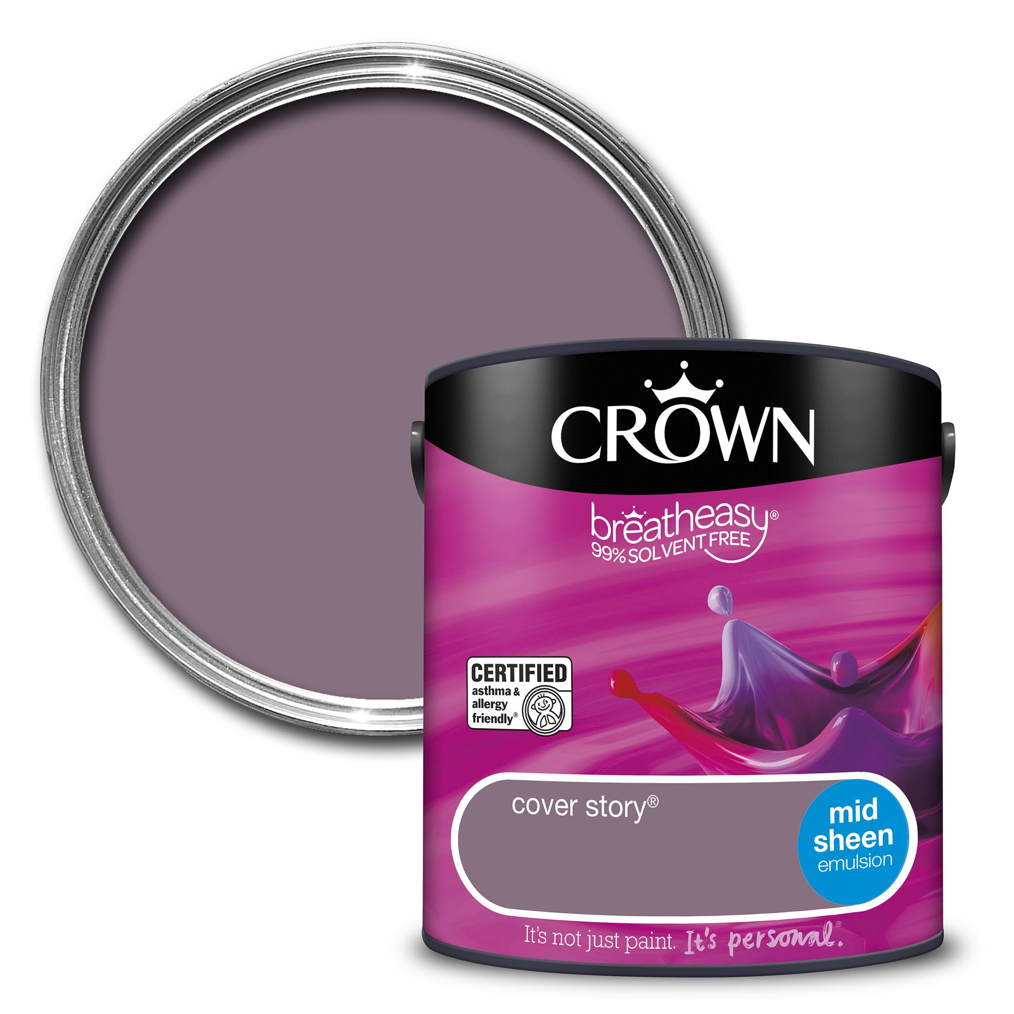 Crown Breatheasy Cover story Mid sheen Wall & ceiling Emulsion paint, 2.5L