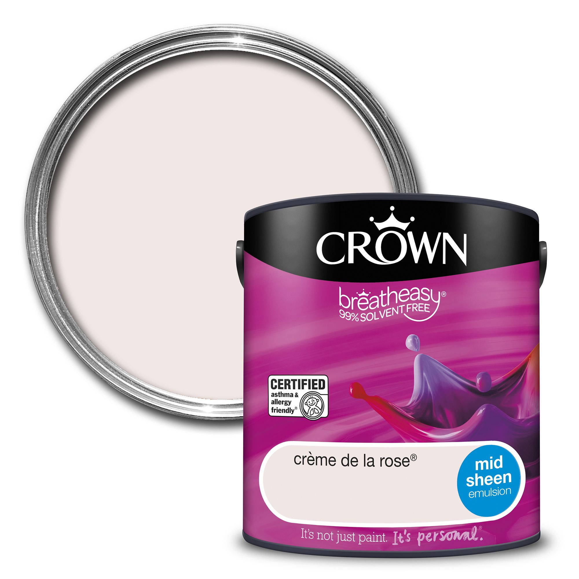 Crown Breatheasy Crème de la rose Mid sheen Wall & ceiling Emulsion ...
