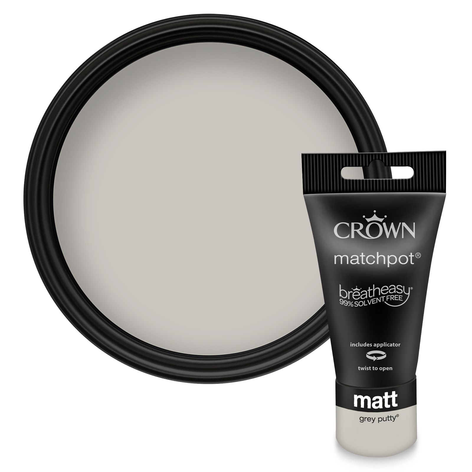 Crown Breatheasy Grey putty Matt Emulsion paint, 40ml | DIY at B&Q