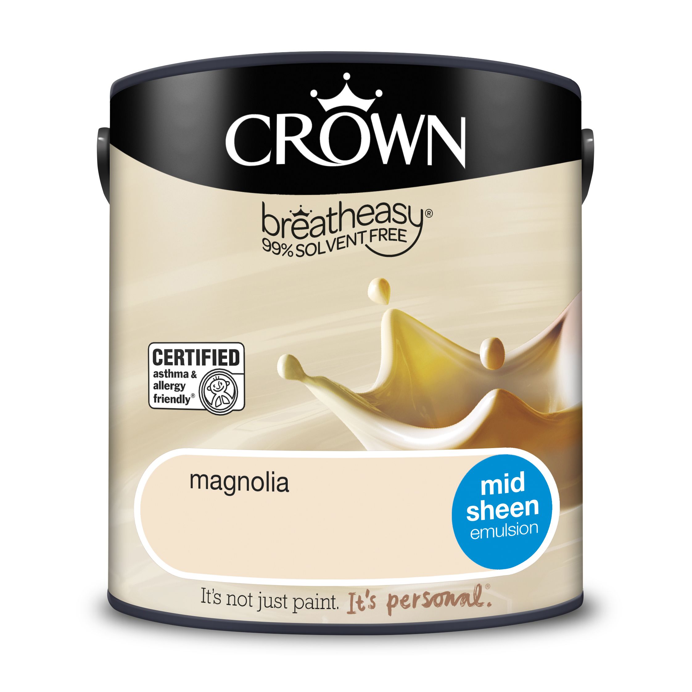 Crown Breatheasy Magnolia Mid sheen Wall & ceiling Emulsion paint, 2.5L