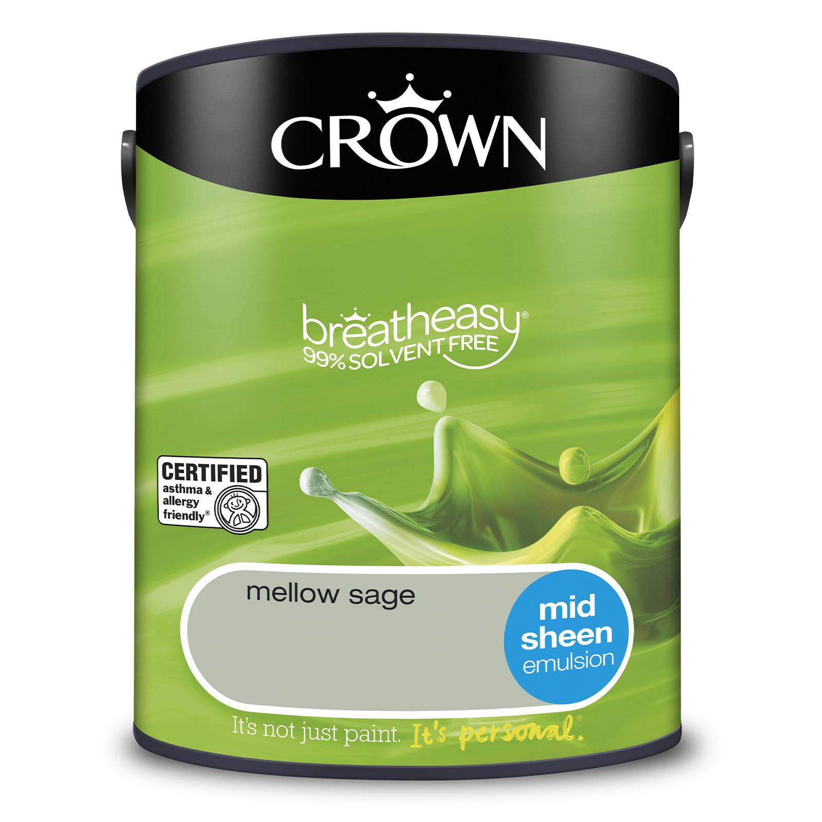 Crown Breatheasy Mellow sage Mid sheen Emulsion paint, 5L