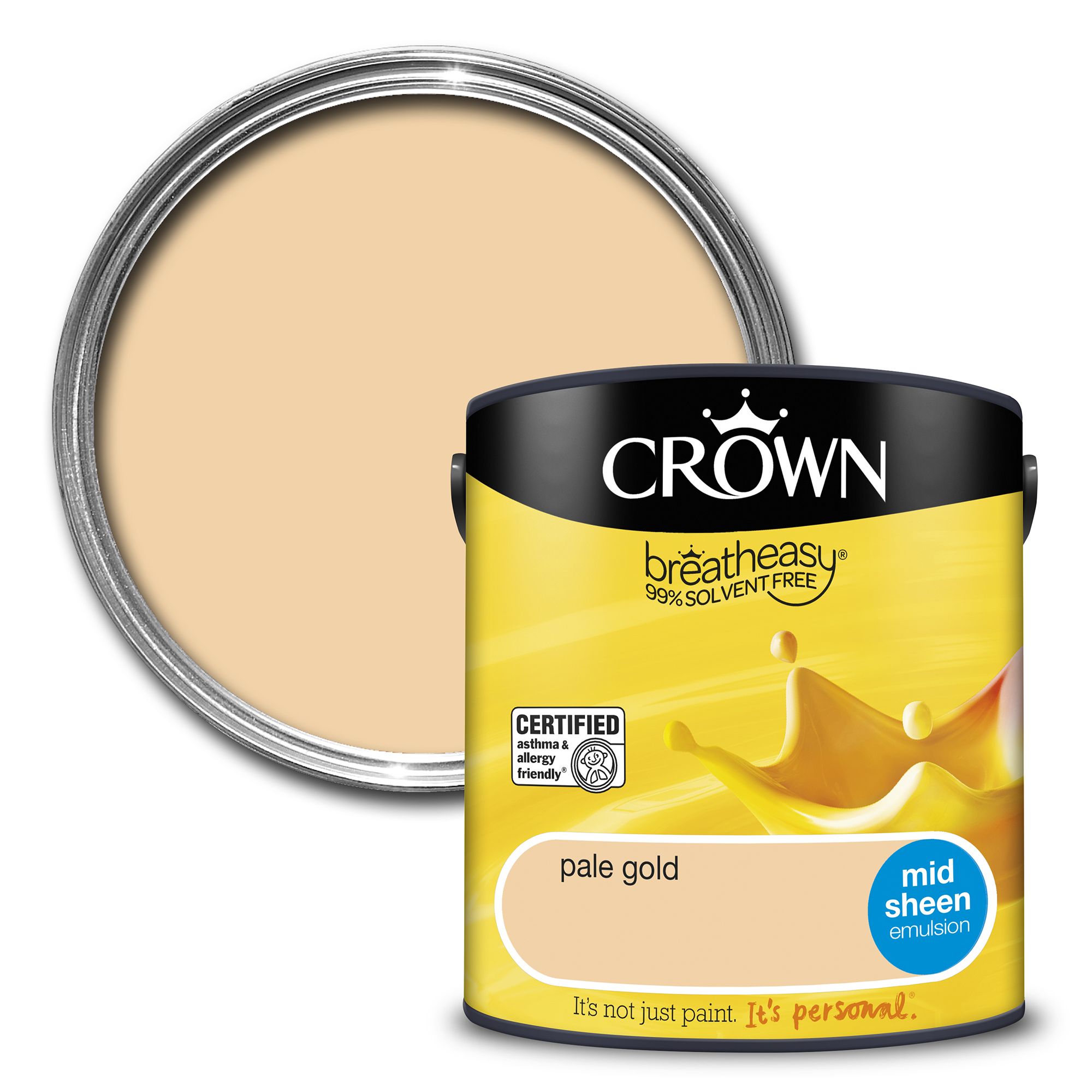 Crown Breatheasy Pale gold Mid sheen Wall & ceiling Emulsion paint, 2.5L