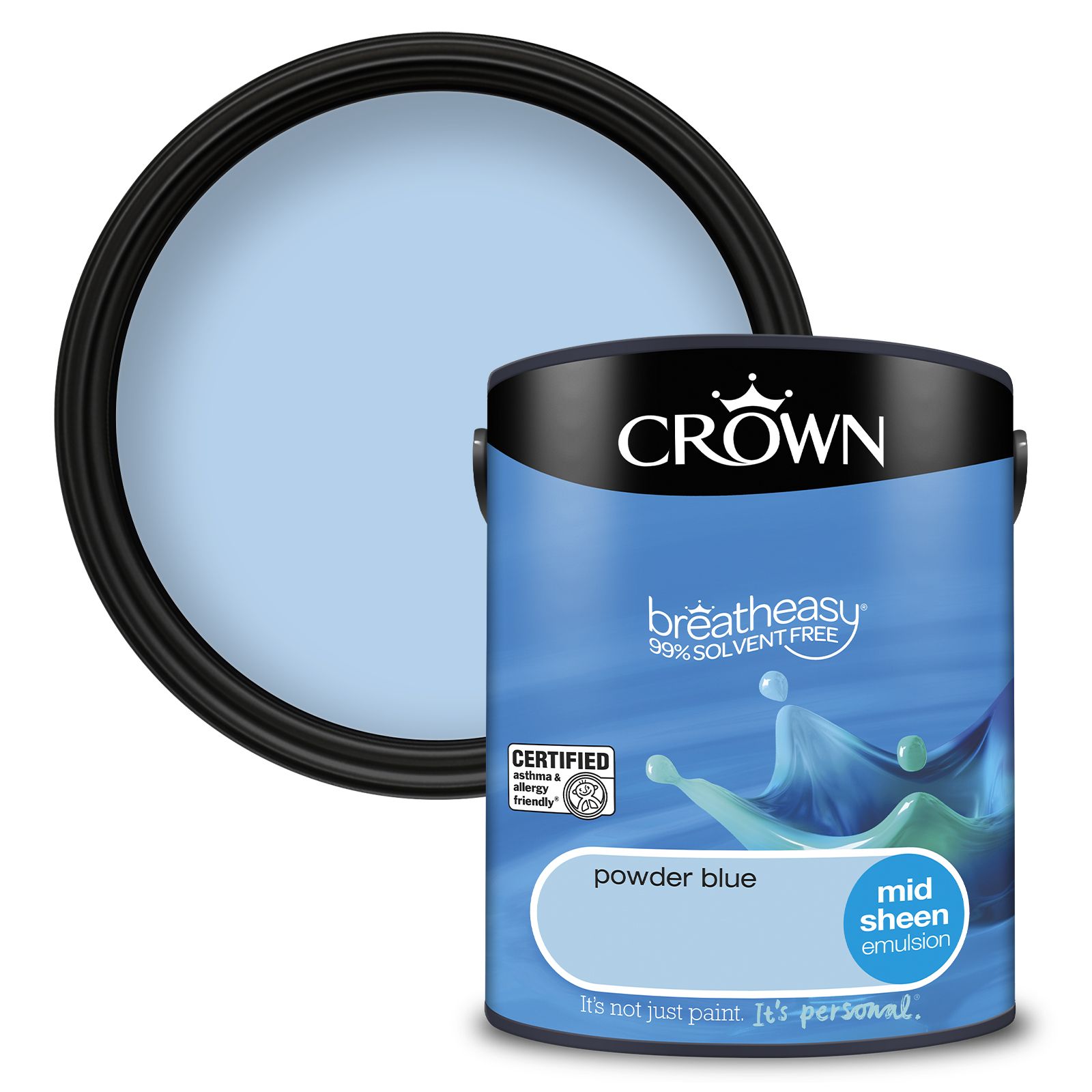 Crown Breatheasy Powder blue Mid sheen Emulsion paint, 5L | DIY at B&Q