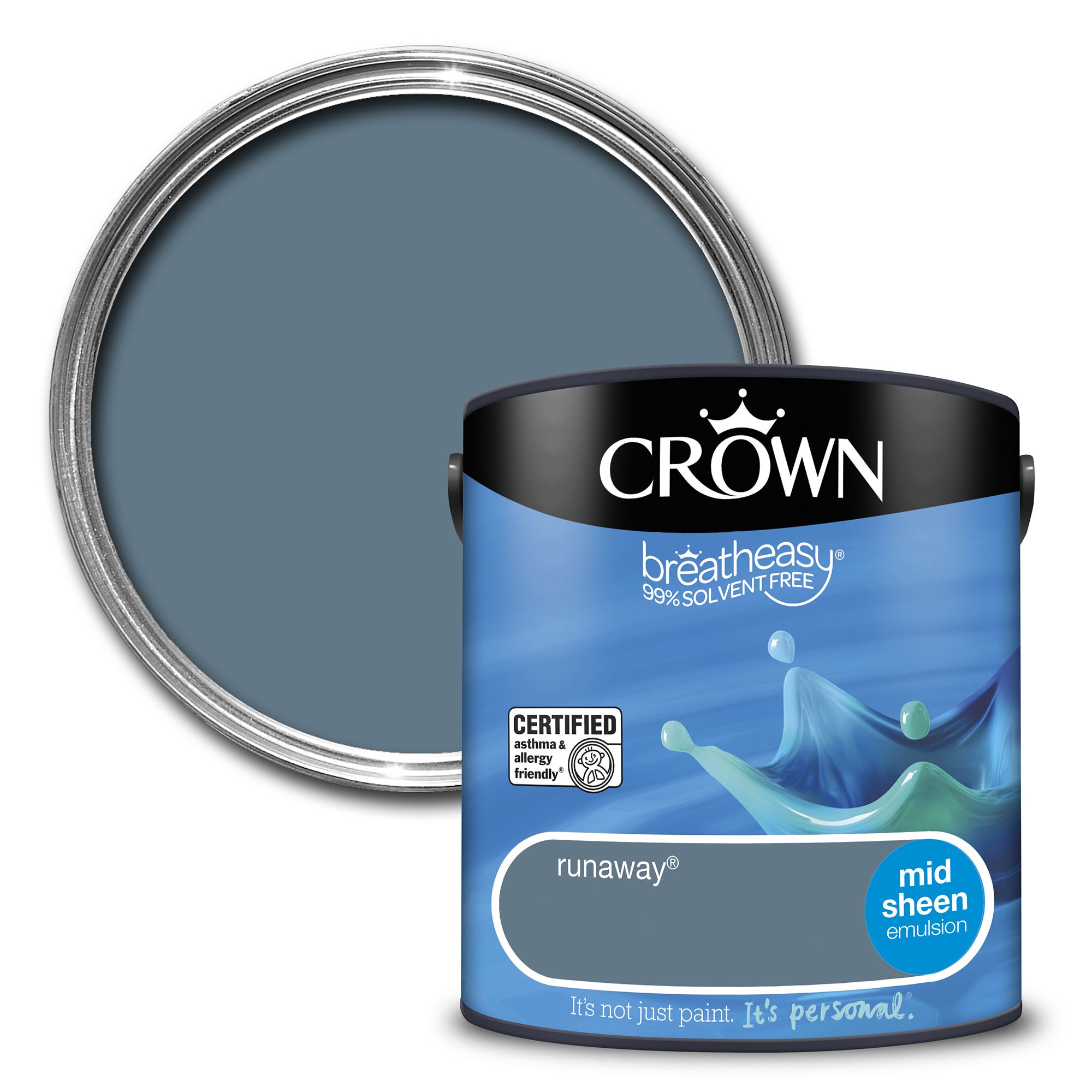 Crown Breatheasy Runaway Mid sheen Emulsion paint, 2.5L | DIY at B&Q