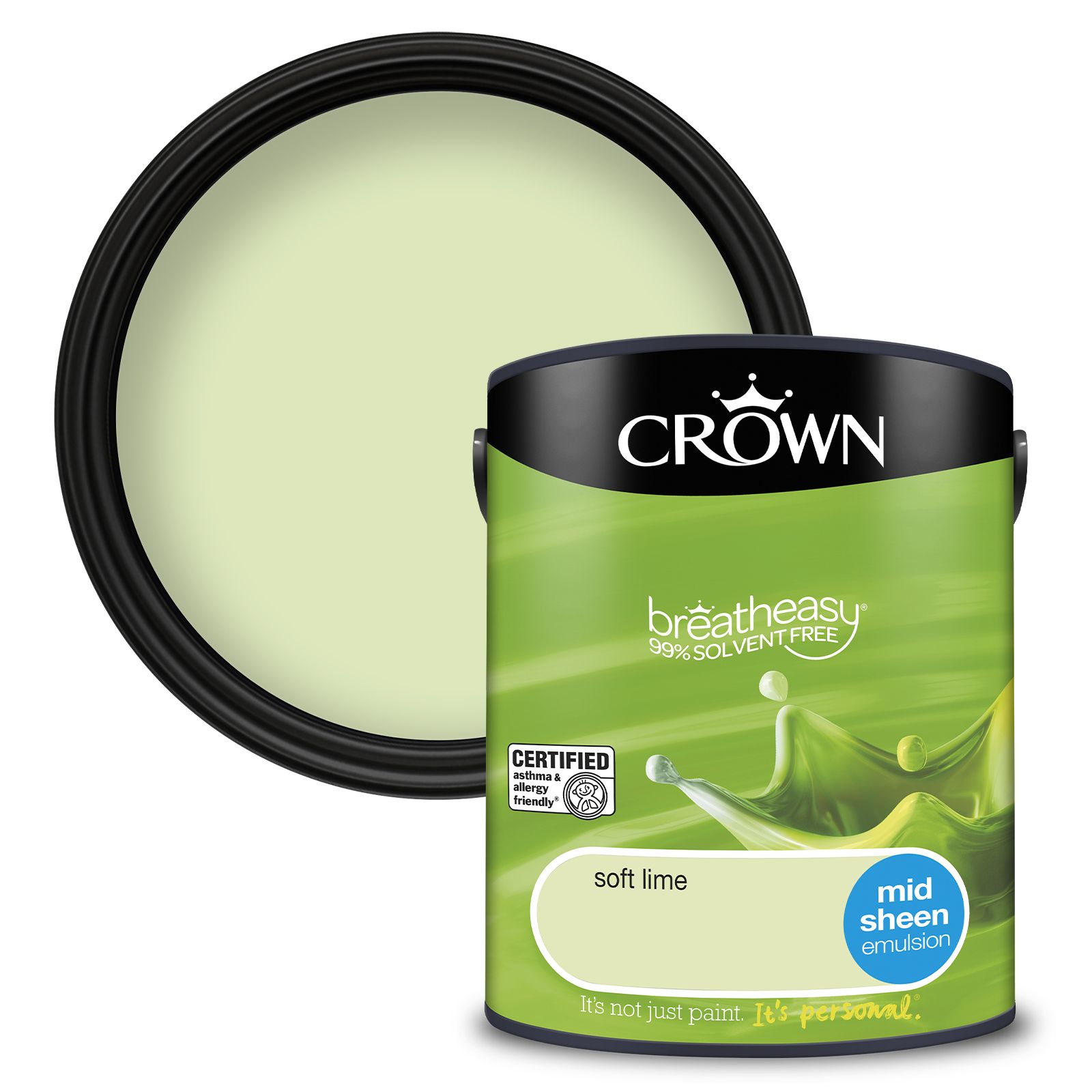 Crown Breatheasy Soft lime Mid sheen Emulsion paint, 5L