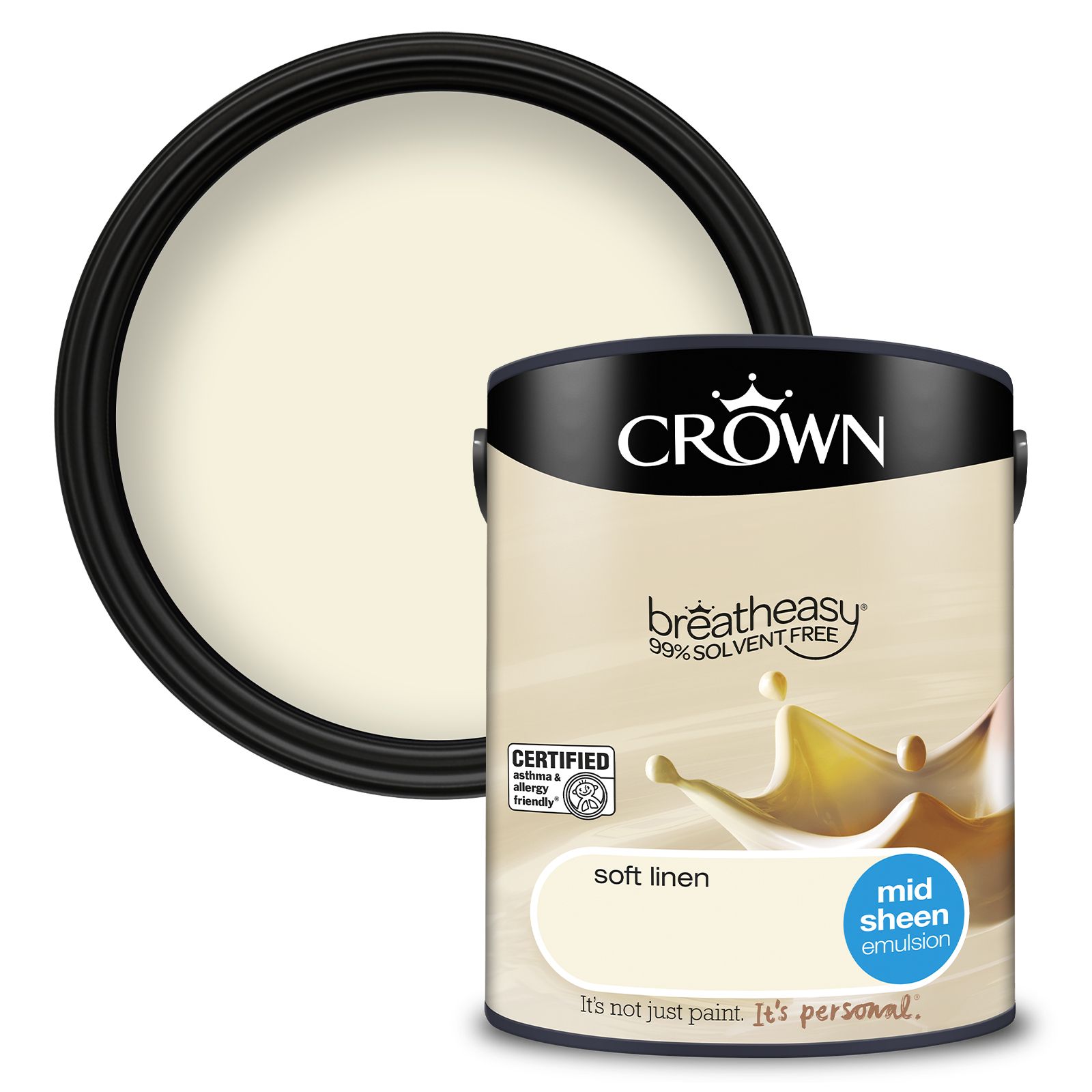 Crown Breatheasy Soft linen Mid sheen Emulsion paint, 5L | DIY at B&Q