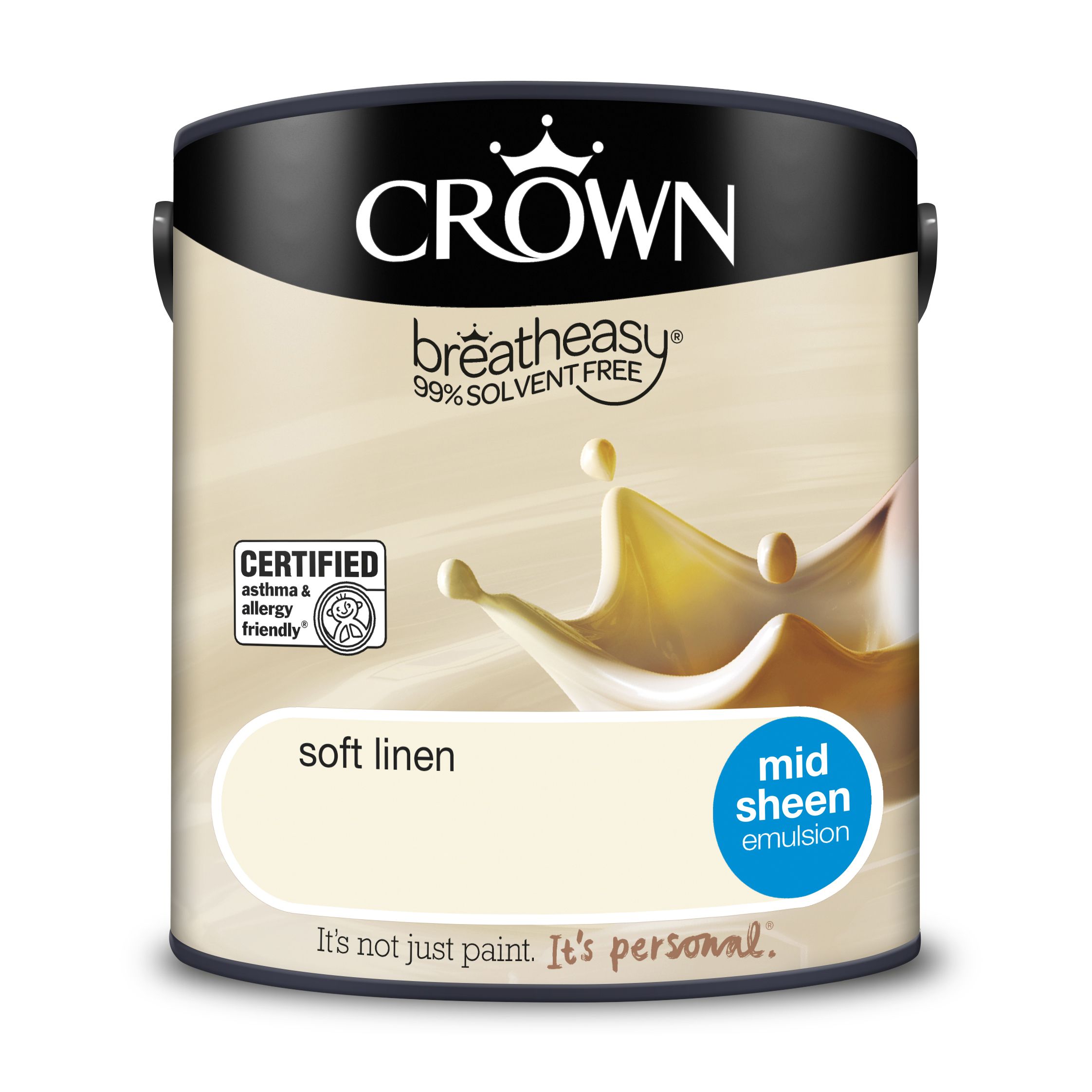 Crown Breatheasy Soft linen Mid sheen Wall & ceiling Emulsion paint, 2.5L