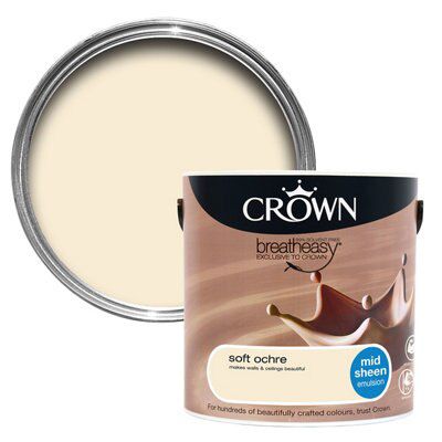 Crown Breatheasy Soft ochre Mid sheen Emulsion paint, 2.5L | DIY at B&Q