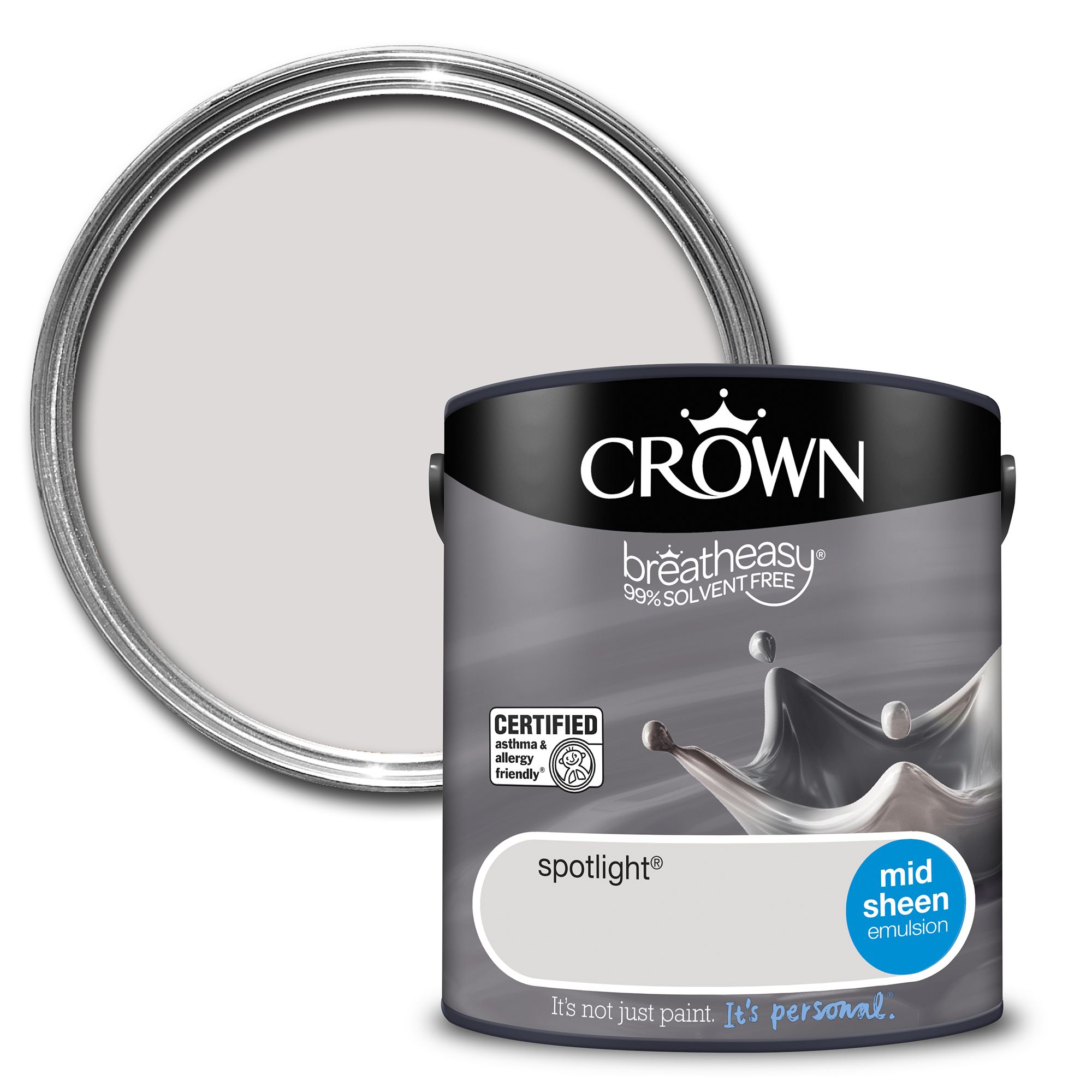Crown Breatheasy Spotlight Mid sheen Wall & ceiling Emulsion paint, 2.5L