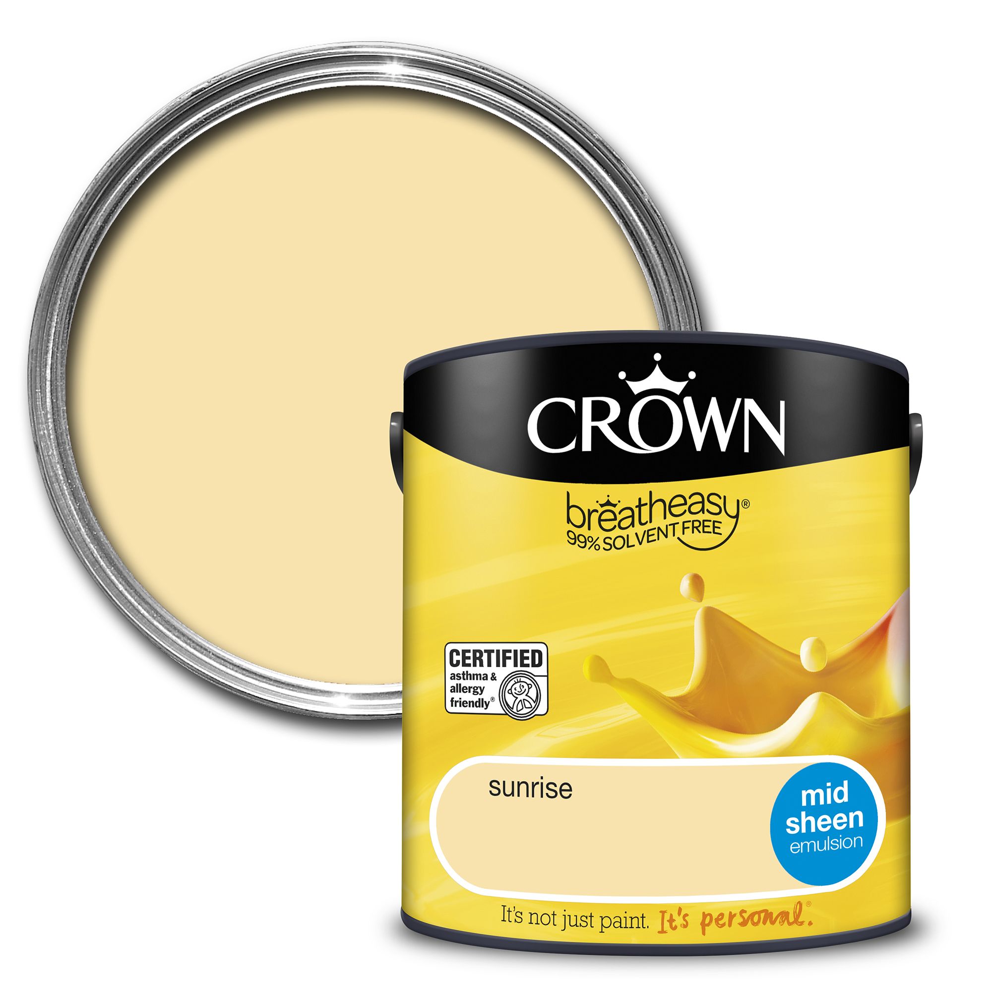 Crown Breatheasy Sunrise Mid sheen Wall & ceiling Emulsion paint, 2.5L